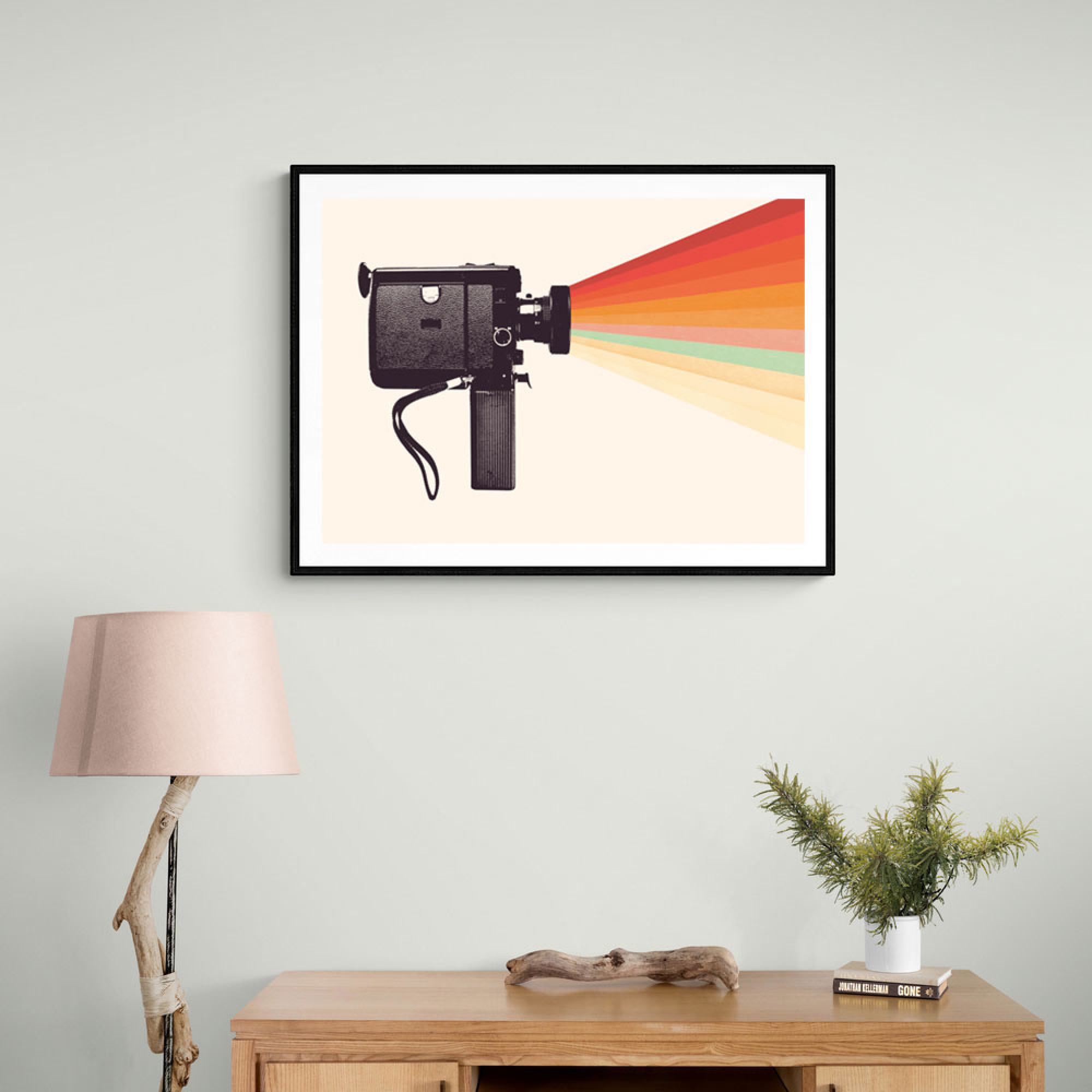 Movie Camera Rainbow Wall Art