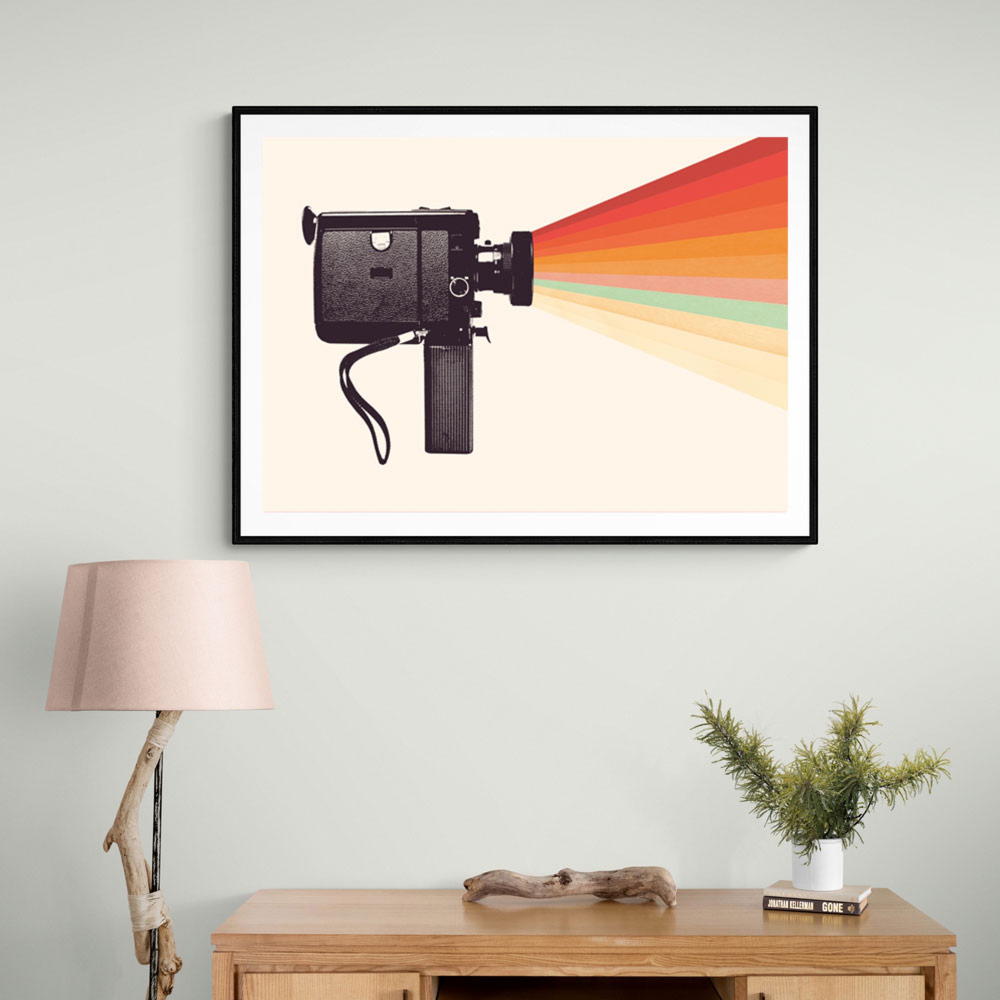 Movie Camera Rainbow Wall Art