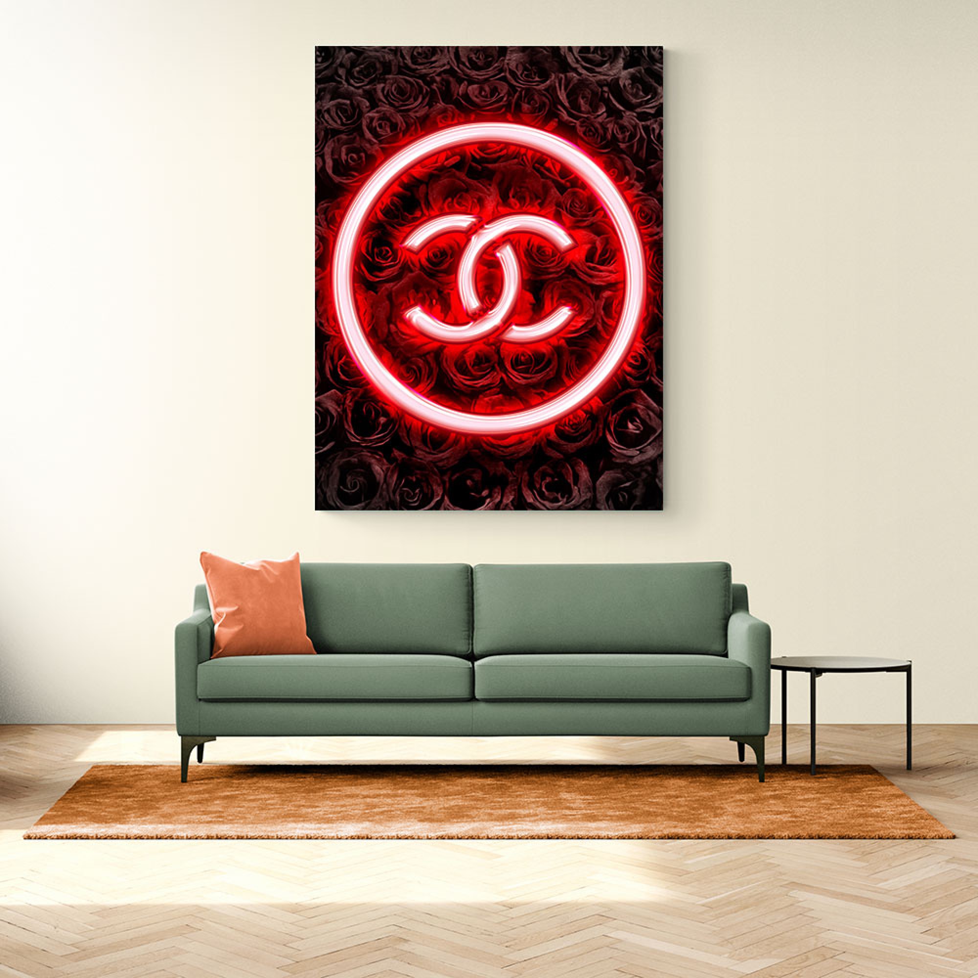 Chanel Logo Neon Style Wall Art