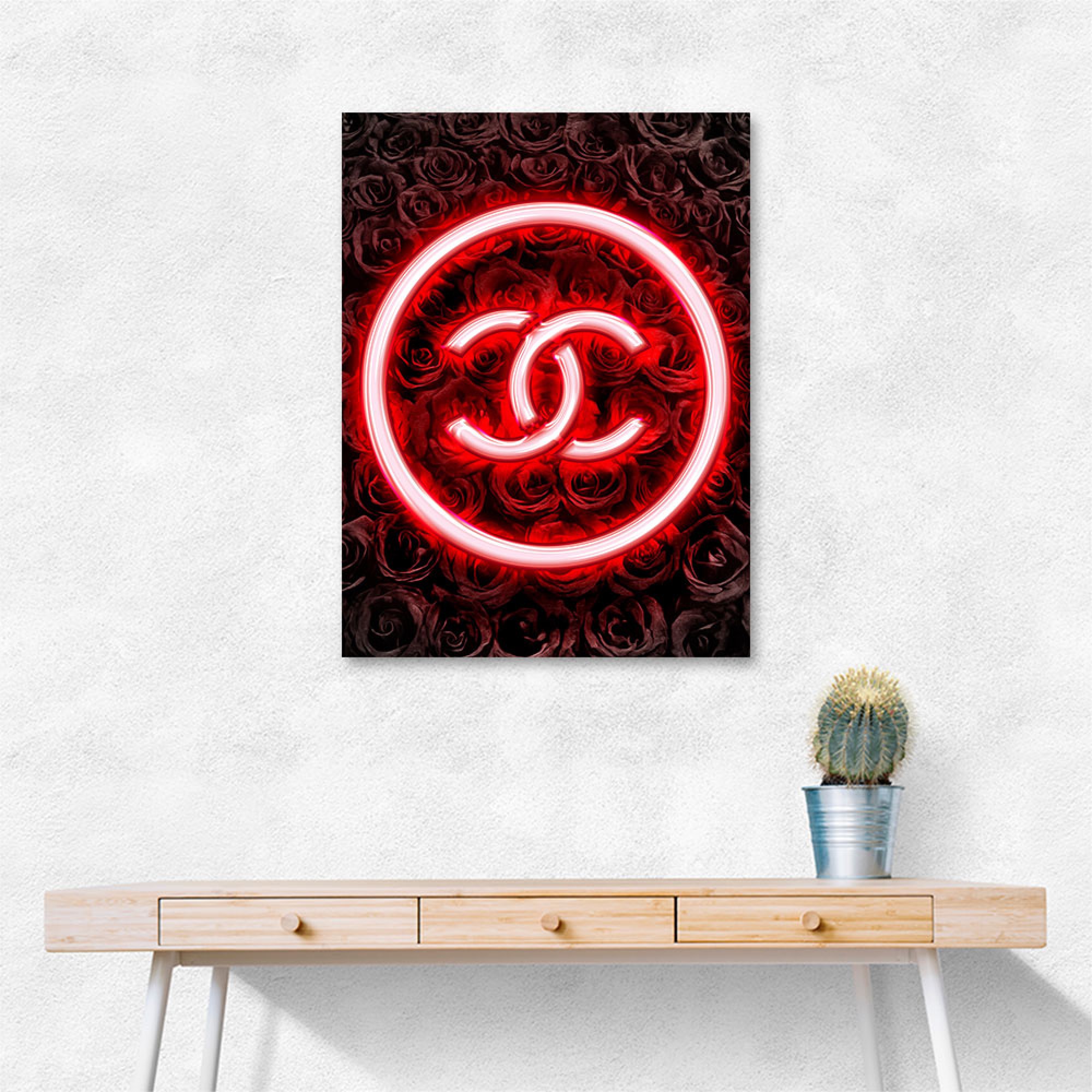Chanel Logo Neon Style Wall Art