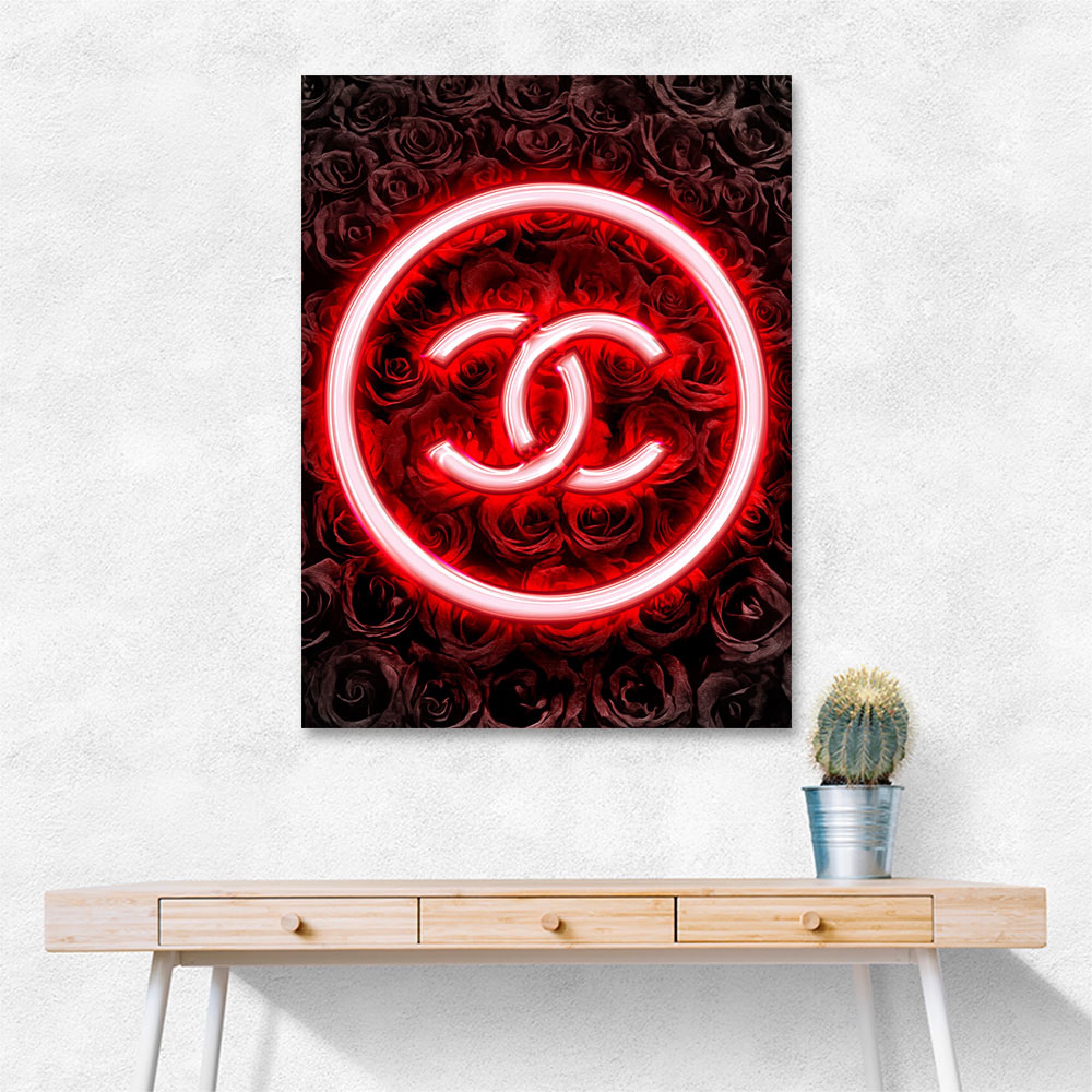 Chanel Logo Neon Style Wall Art