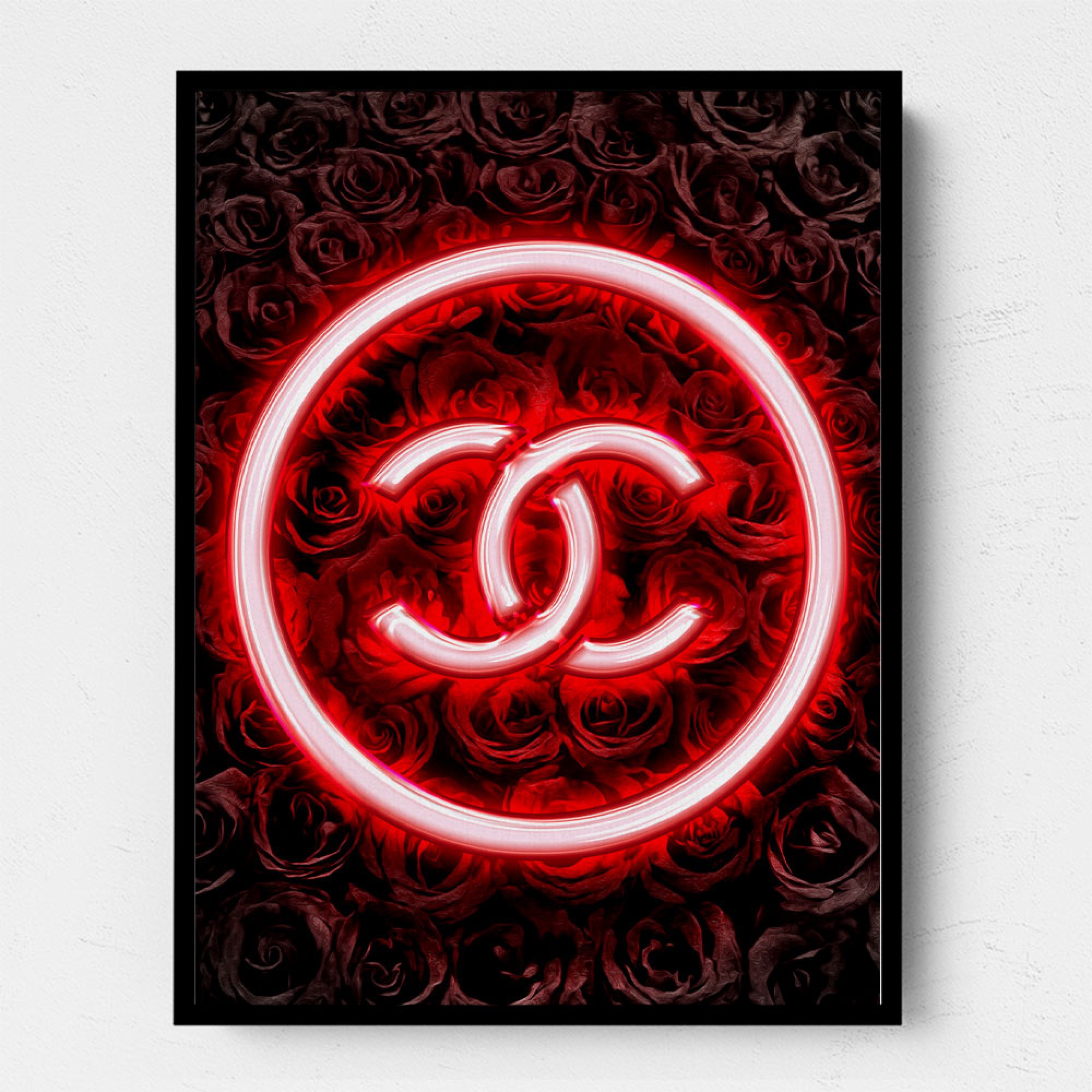Chanel Logo Neon Style Wall Art