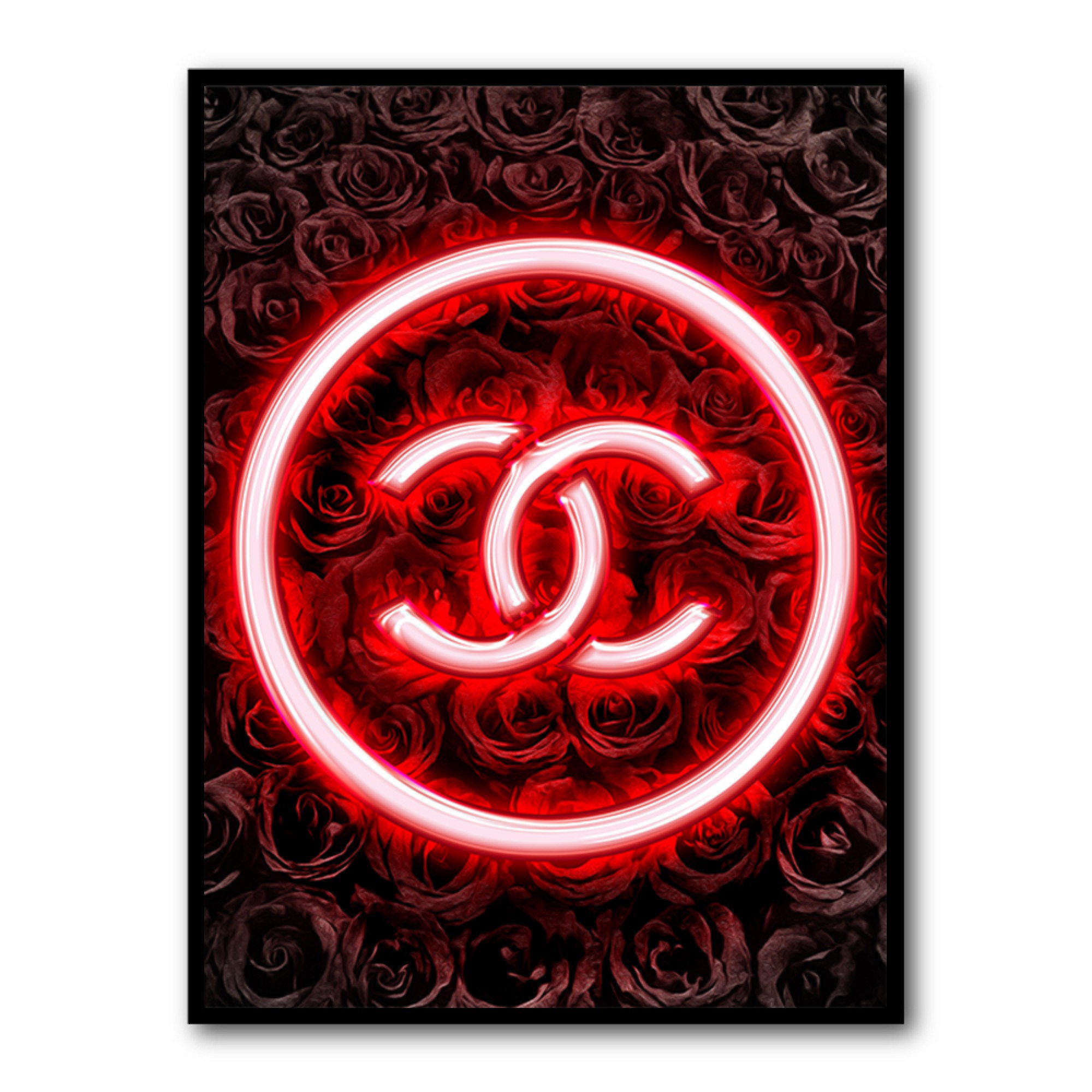Chanel Logo Neon Style Wall Art