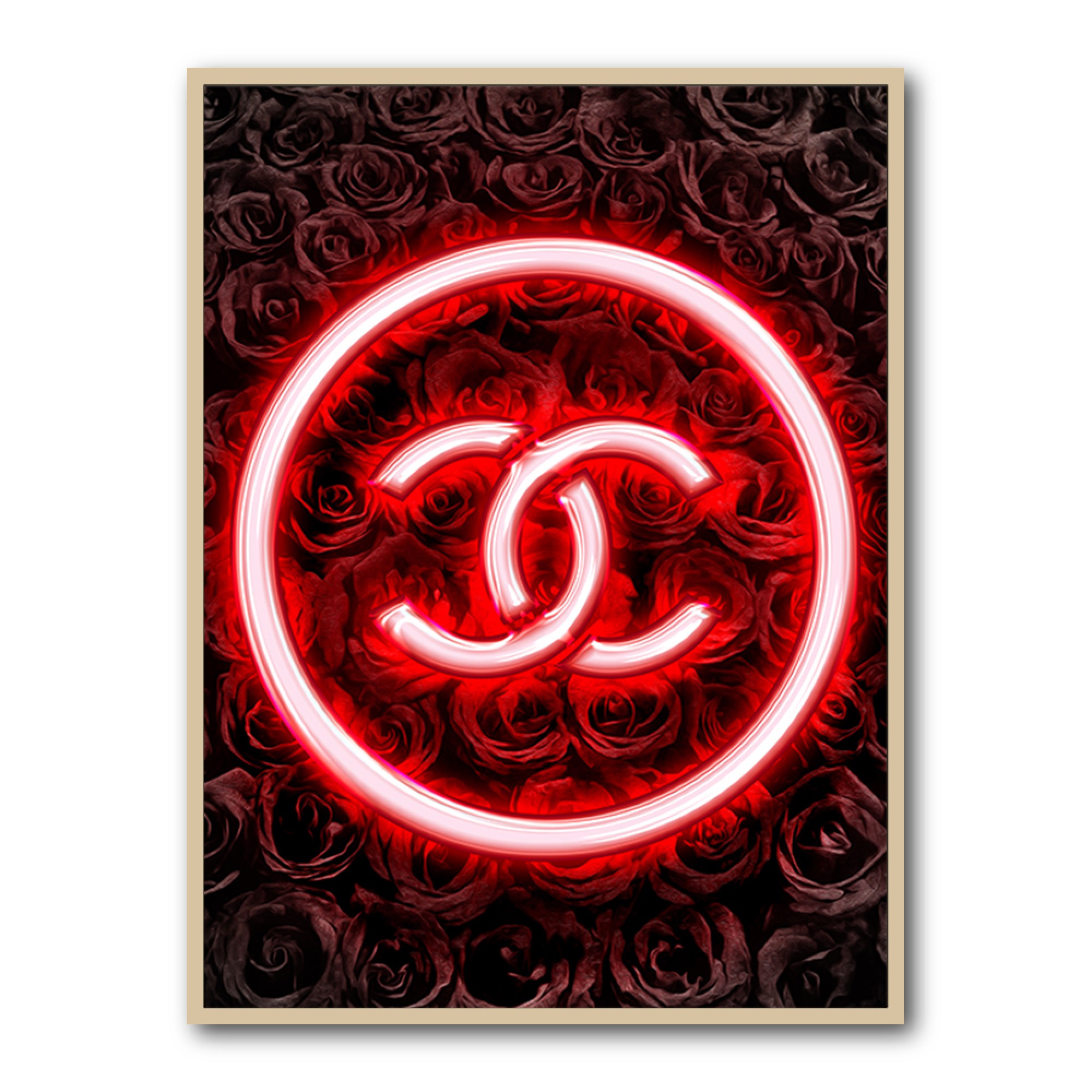 Chanel Logo Neon Style Wall Art