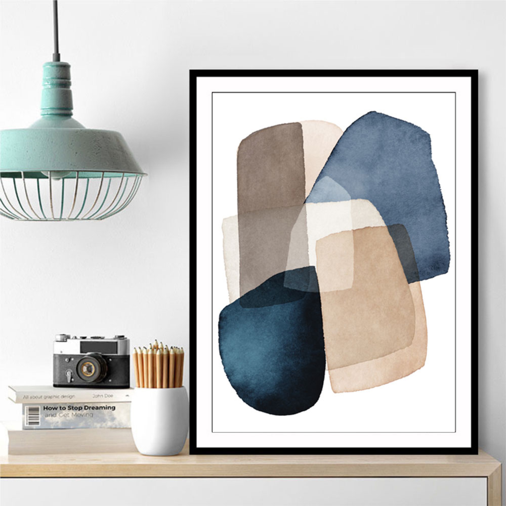 Blue Brown Blocks Wall Art