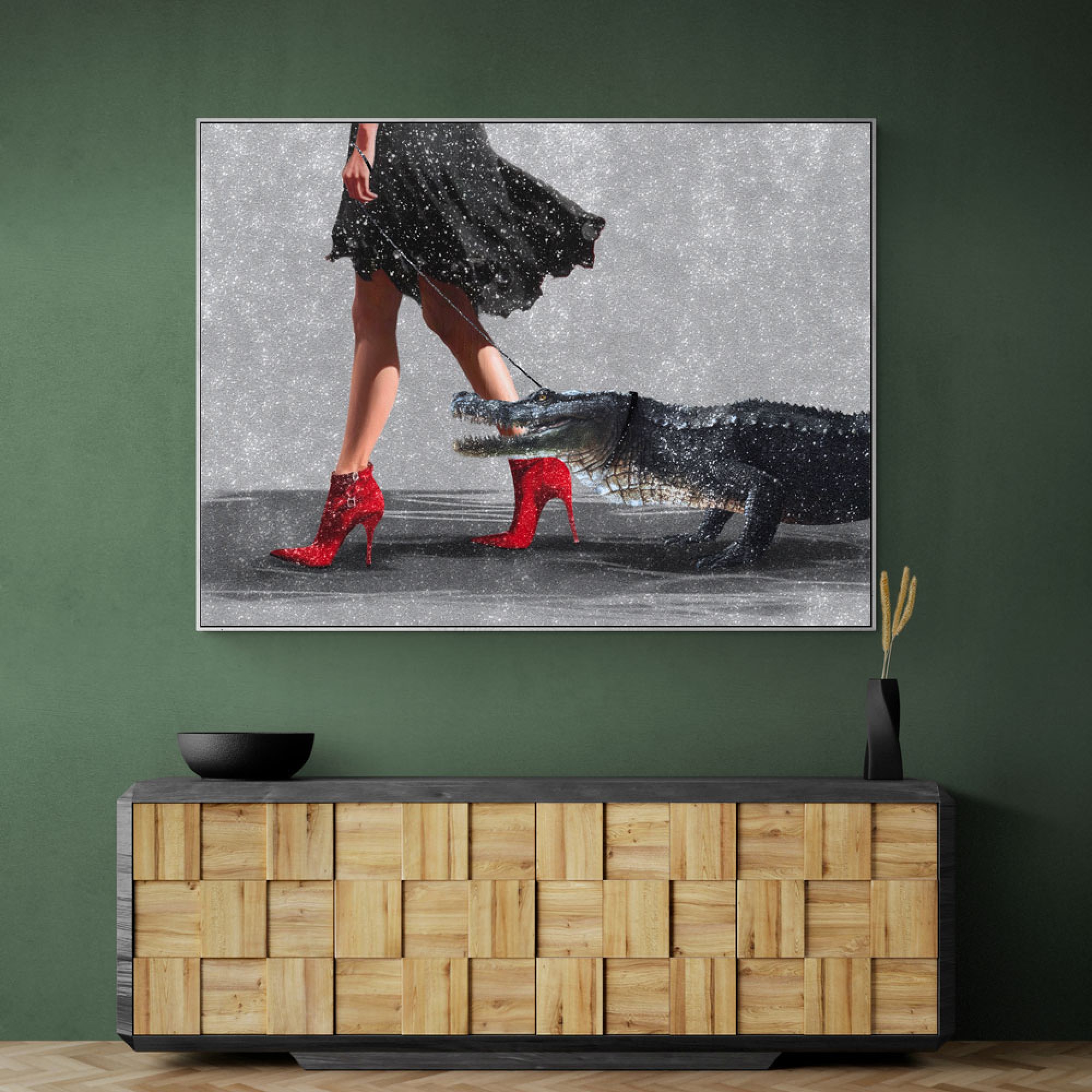 A Lady and Her Crocodile Wall Art