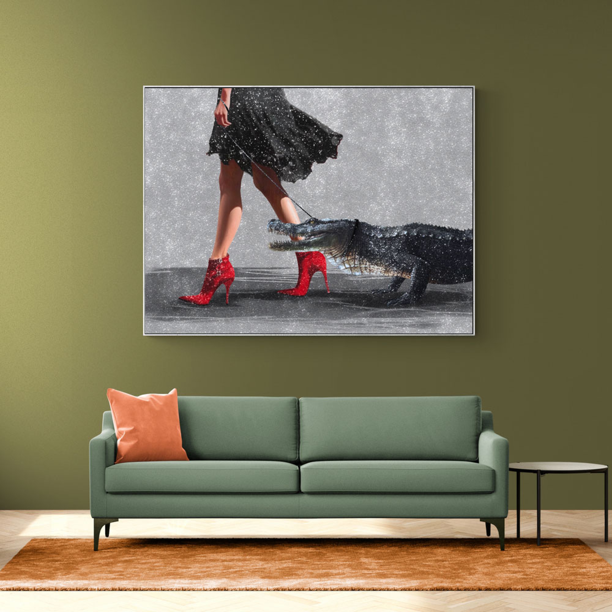 A Lady and Her Crocodile Wall Art