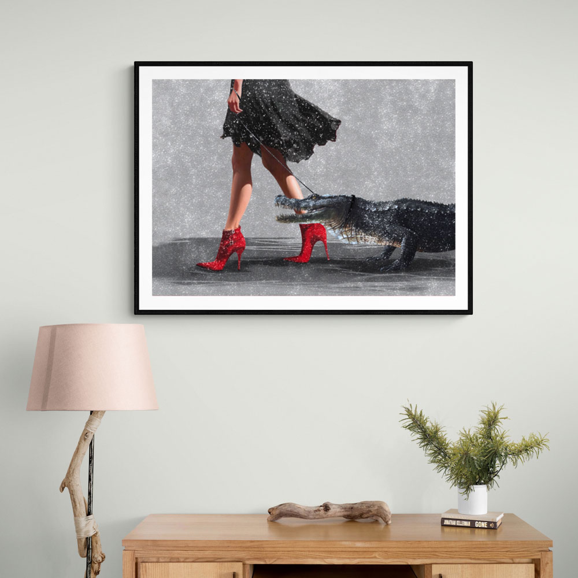 A Lady and Her Crocodile Wall Art