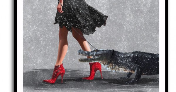 A Lady and Her Crocodile Wall Art