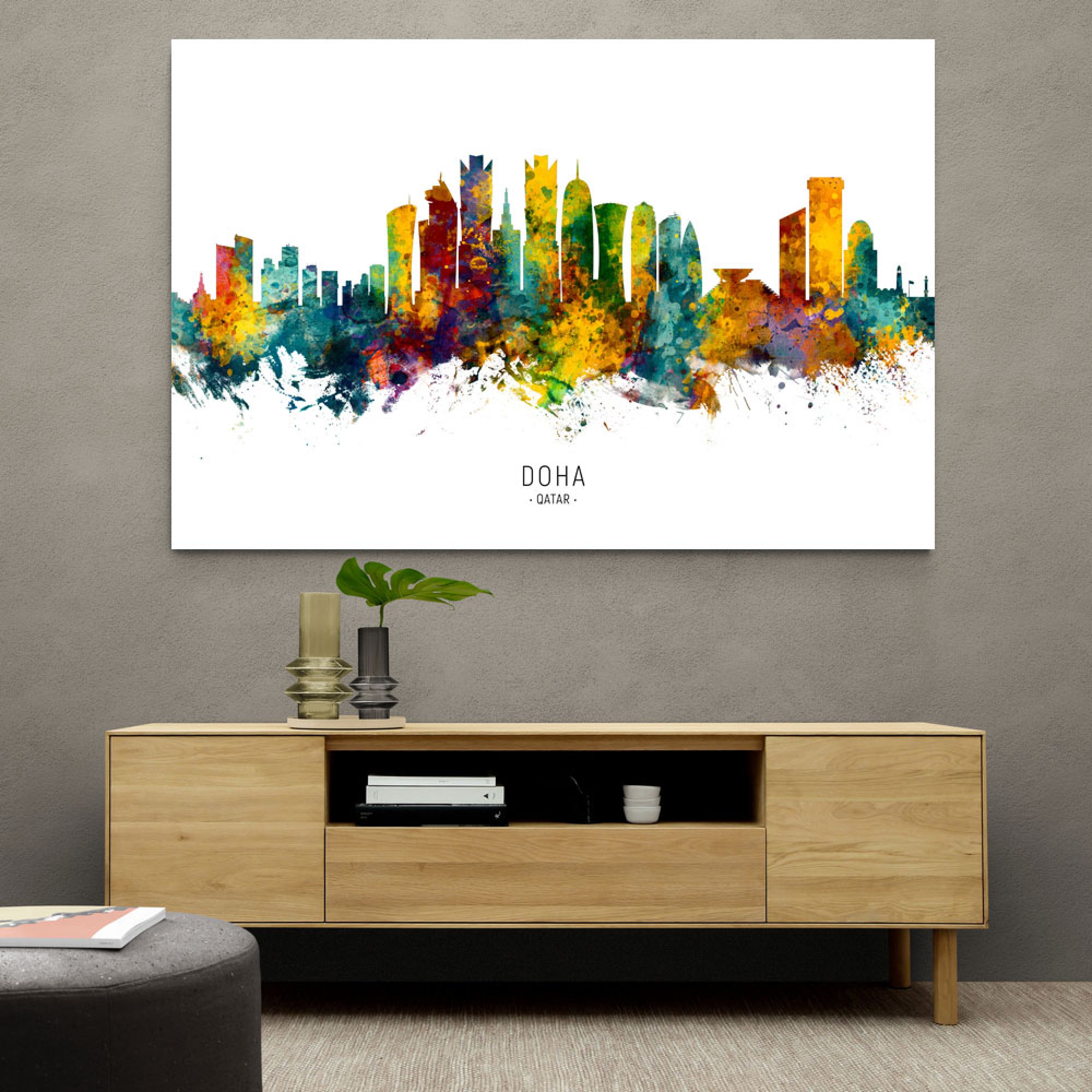 Doha Qatar Skyline Wall Art