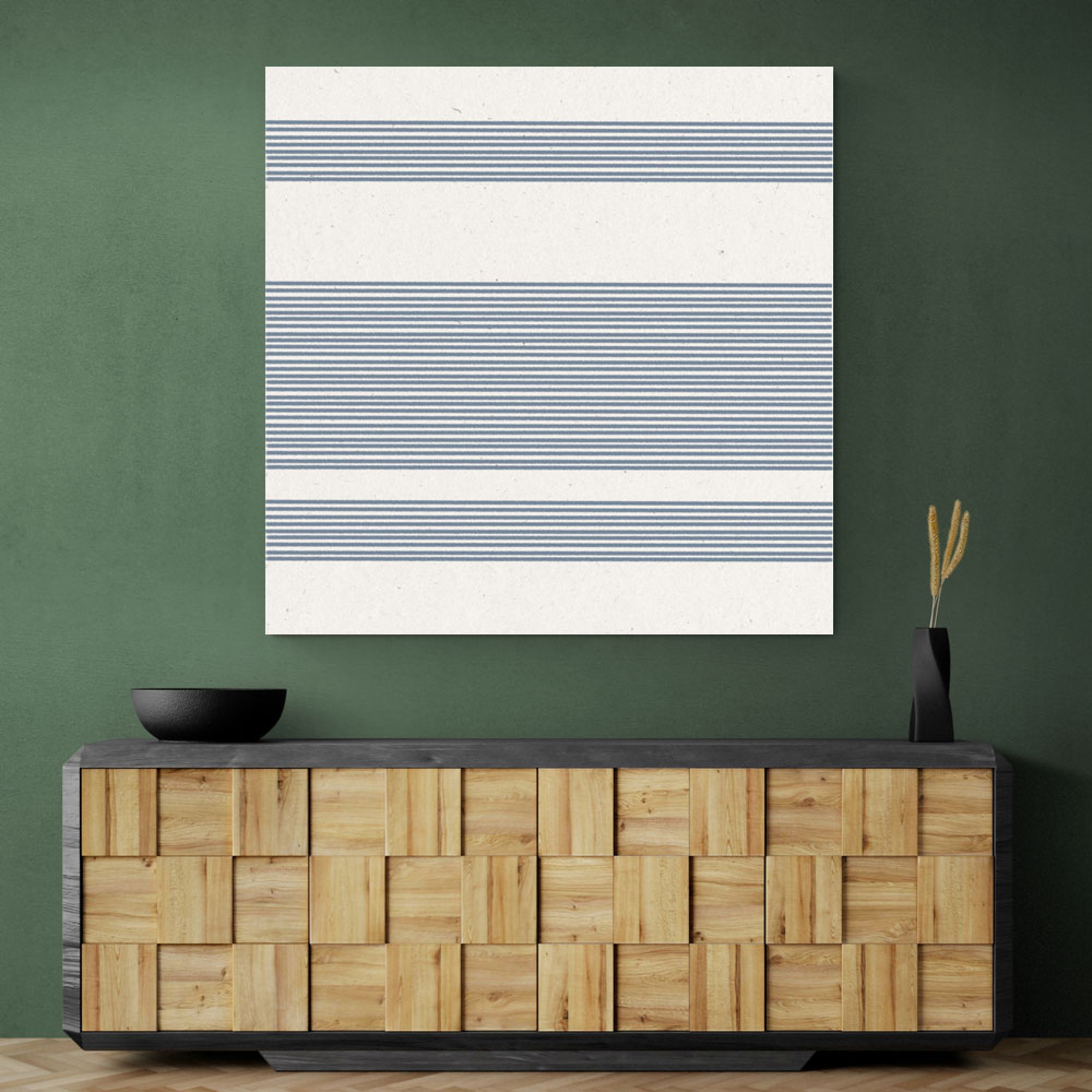 Simple Blue Lines Pattern Wall Art