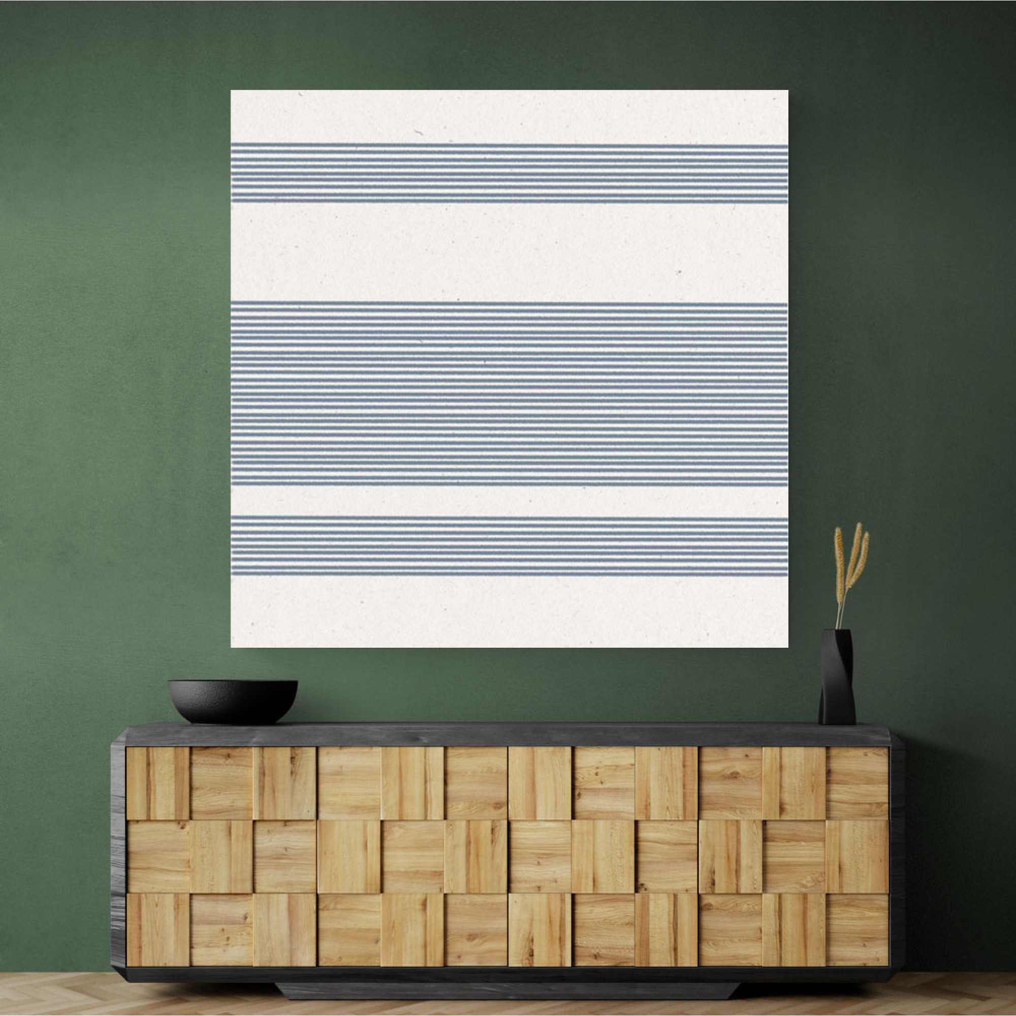 Simple Blue Lines Pattern Wall Art