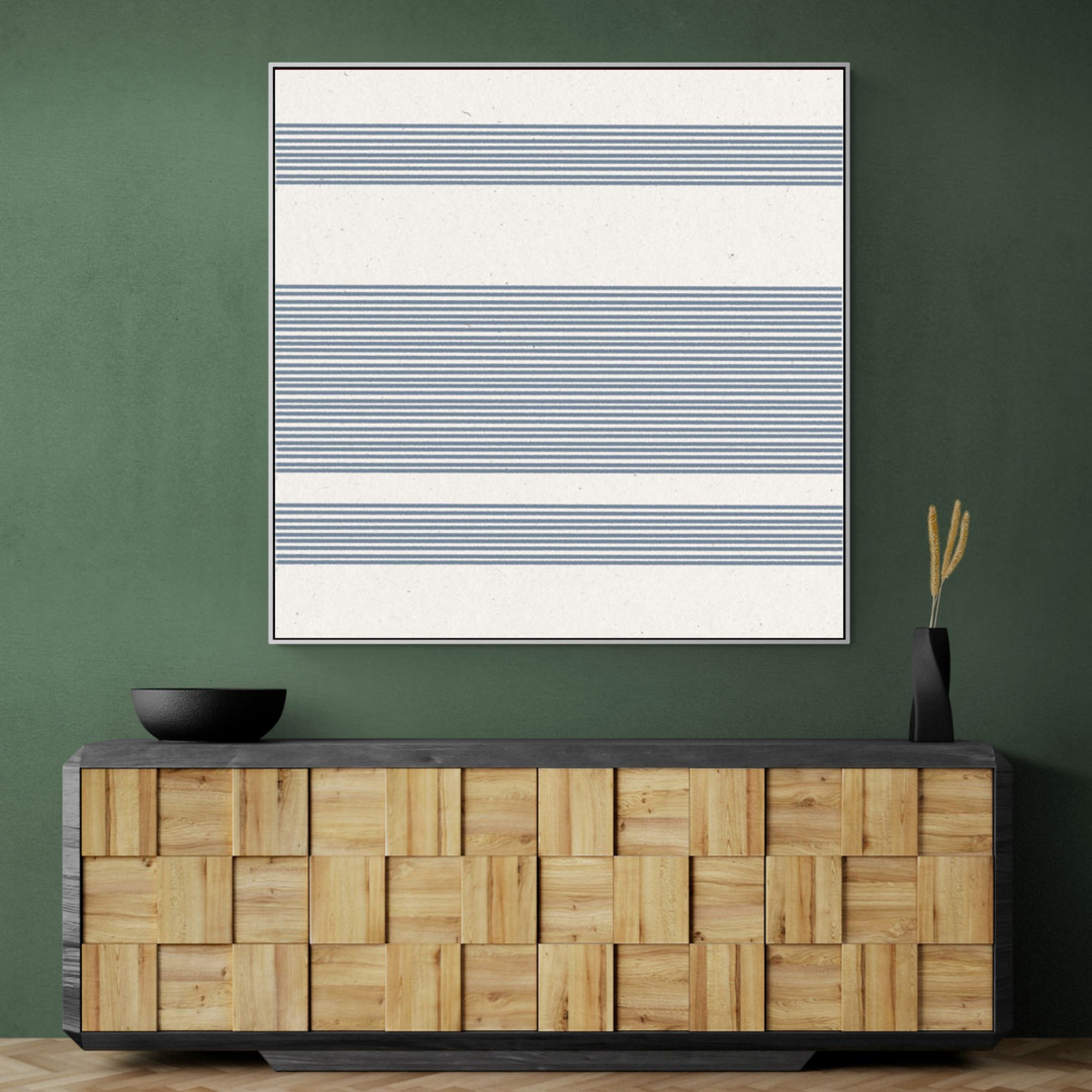 Simple Blue Lines Pattern Wall Art