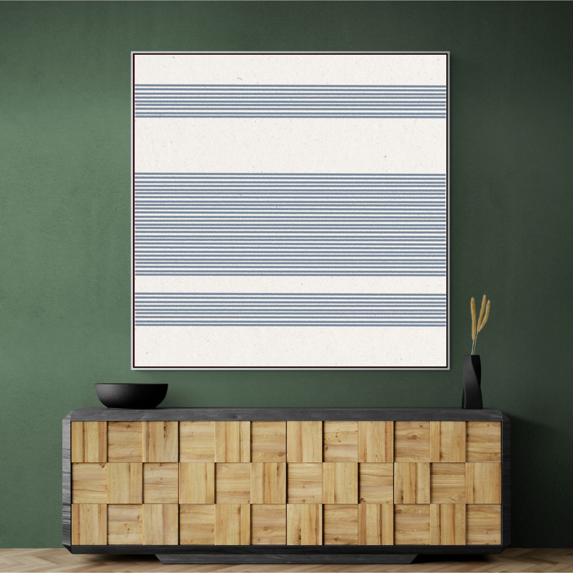 Simple Blue Lines Pattern Wall Art