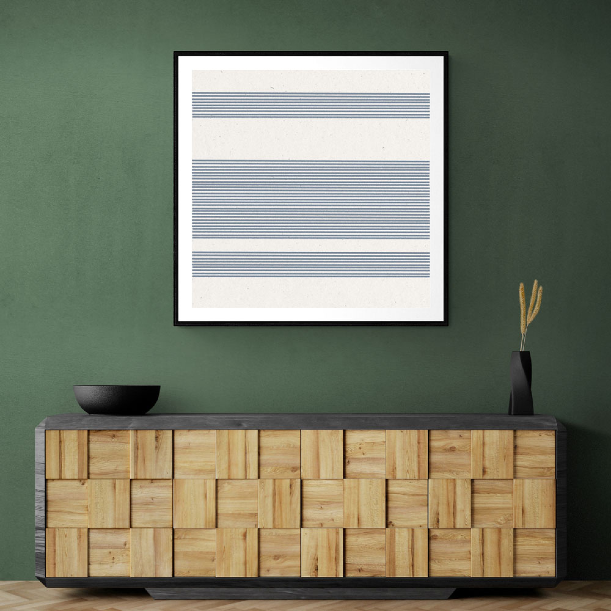 Simple Blue Lines Pattern Wall Art