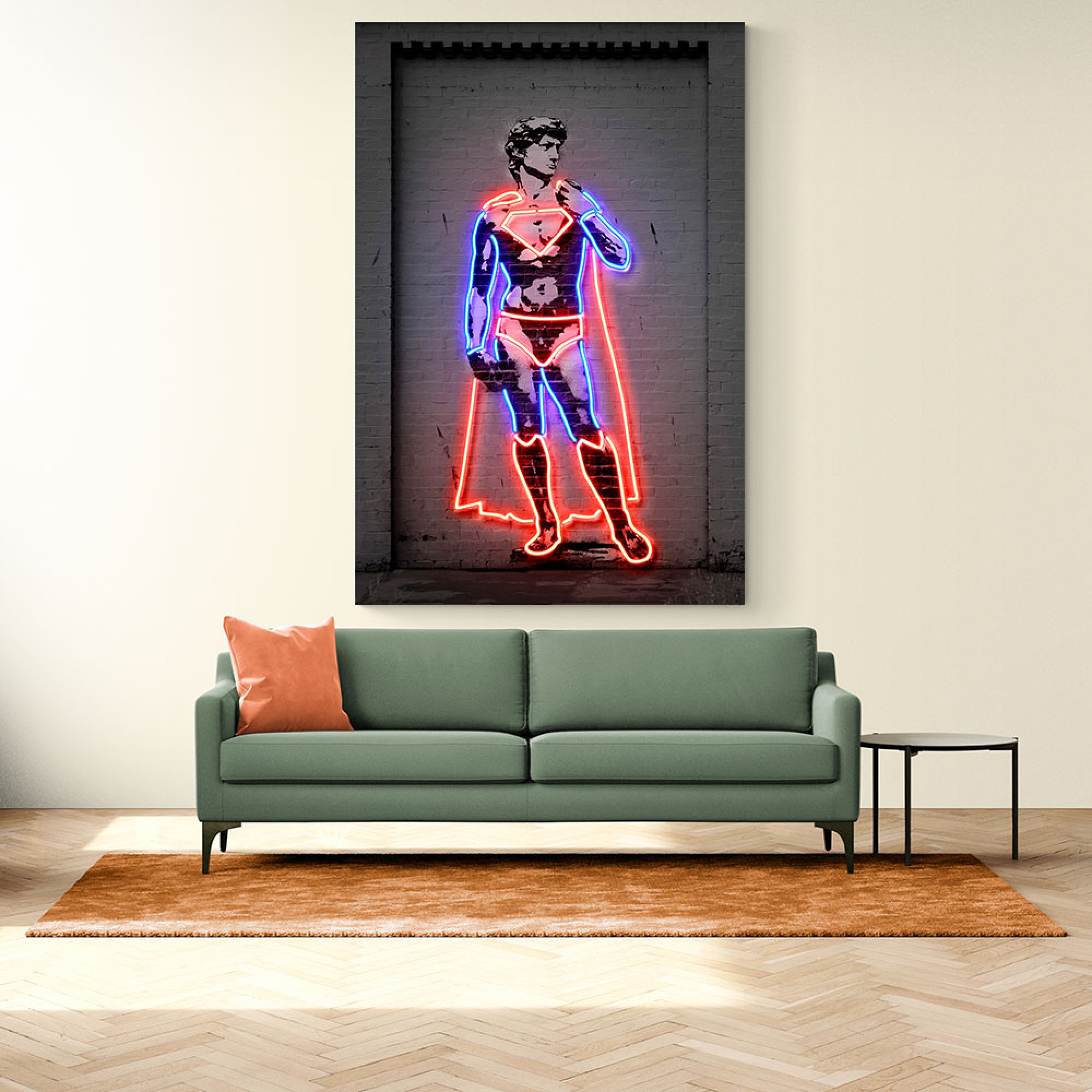 Michelangelos David Neon Style Wall Art