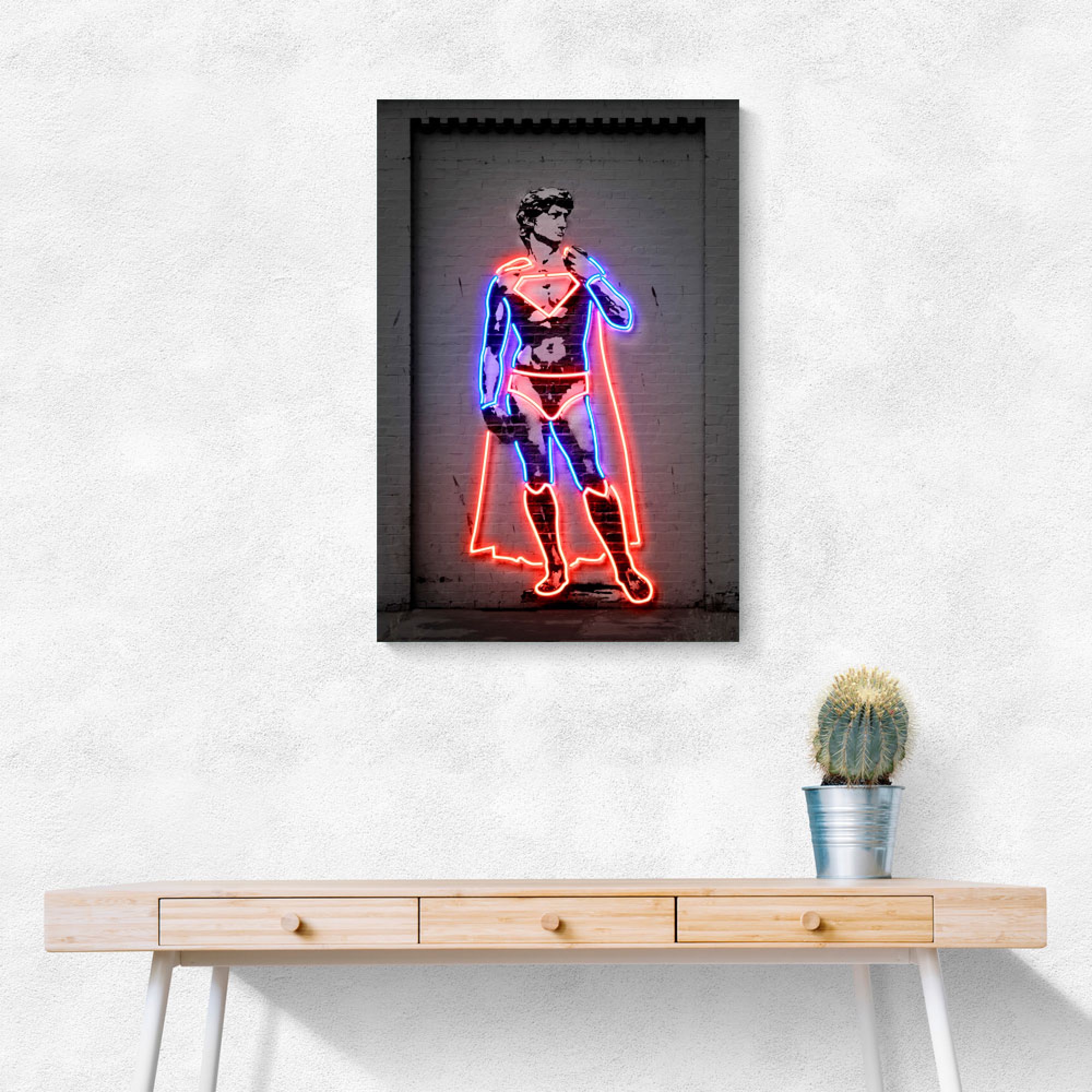 Michelangelos David Neon Style Wall Art
