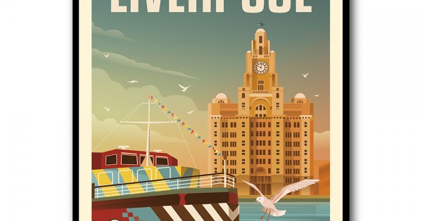 Liverpool Liver Building Travel Print Wall Art