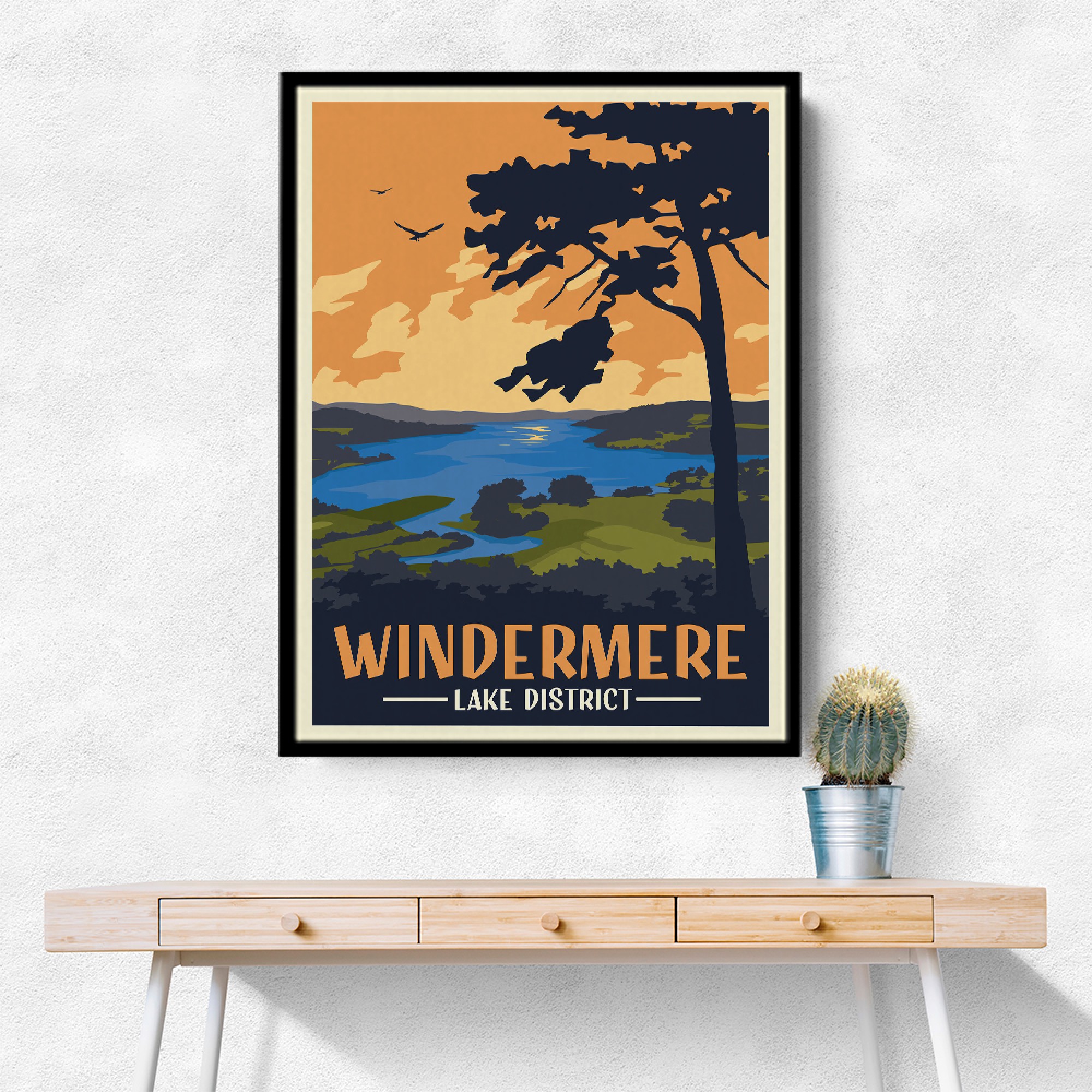 Windermere Lake District Travel Print Wall Art