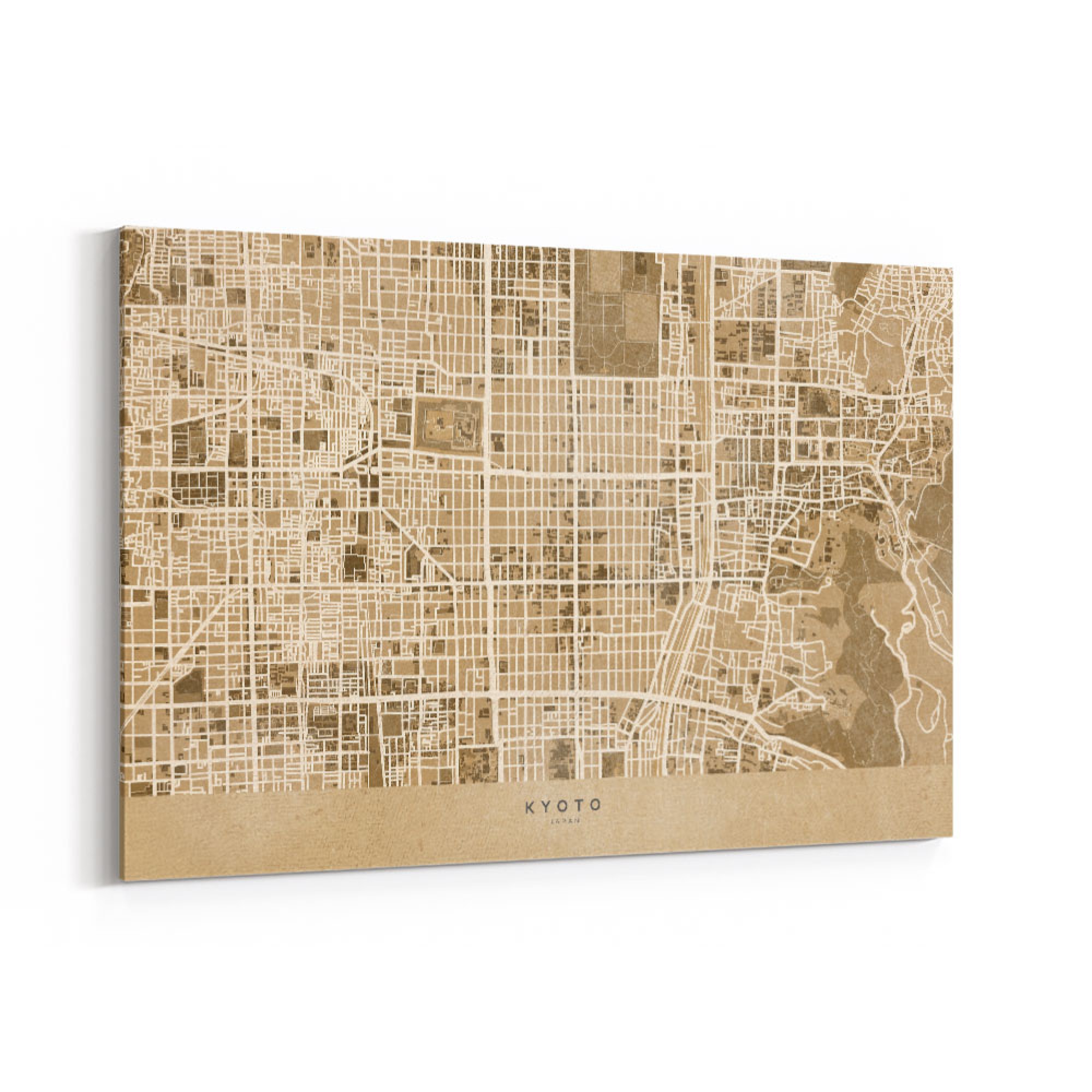 Sepia map of Kyoto Wall Art