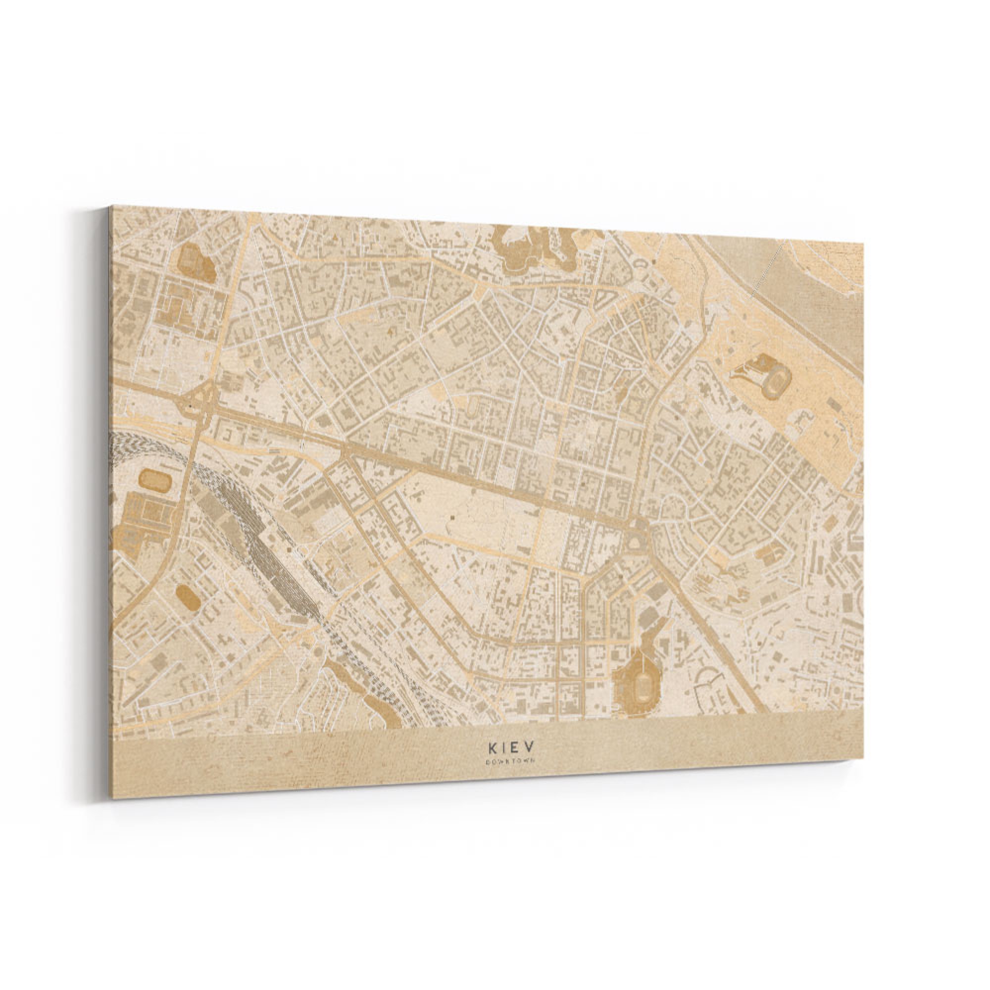 Sepia map of Kiev downtown Wall Art