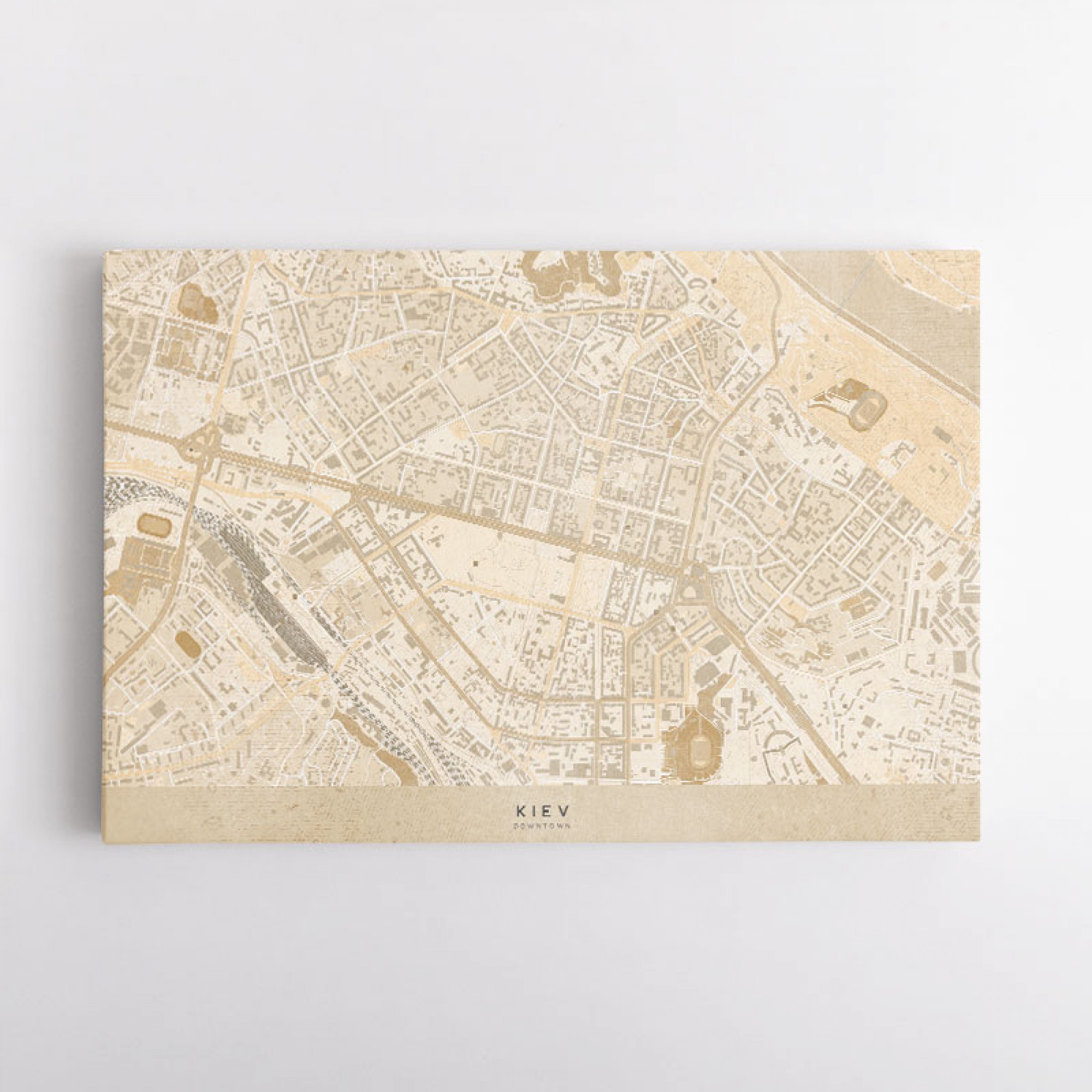 Sepia map of Kiev downtown Wall Art
