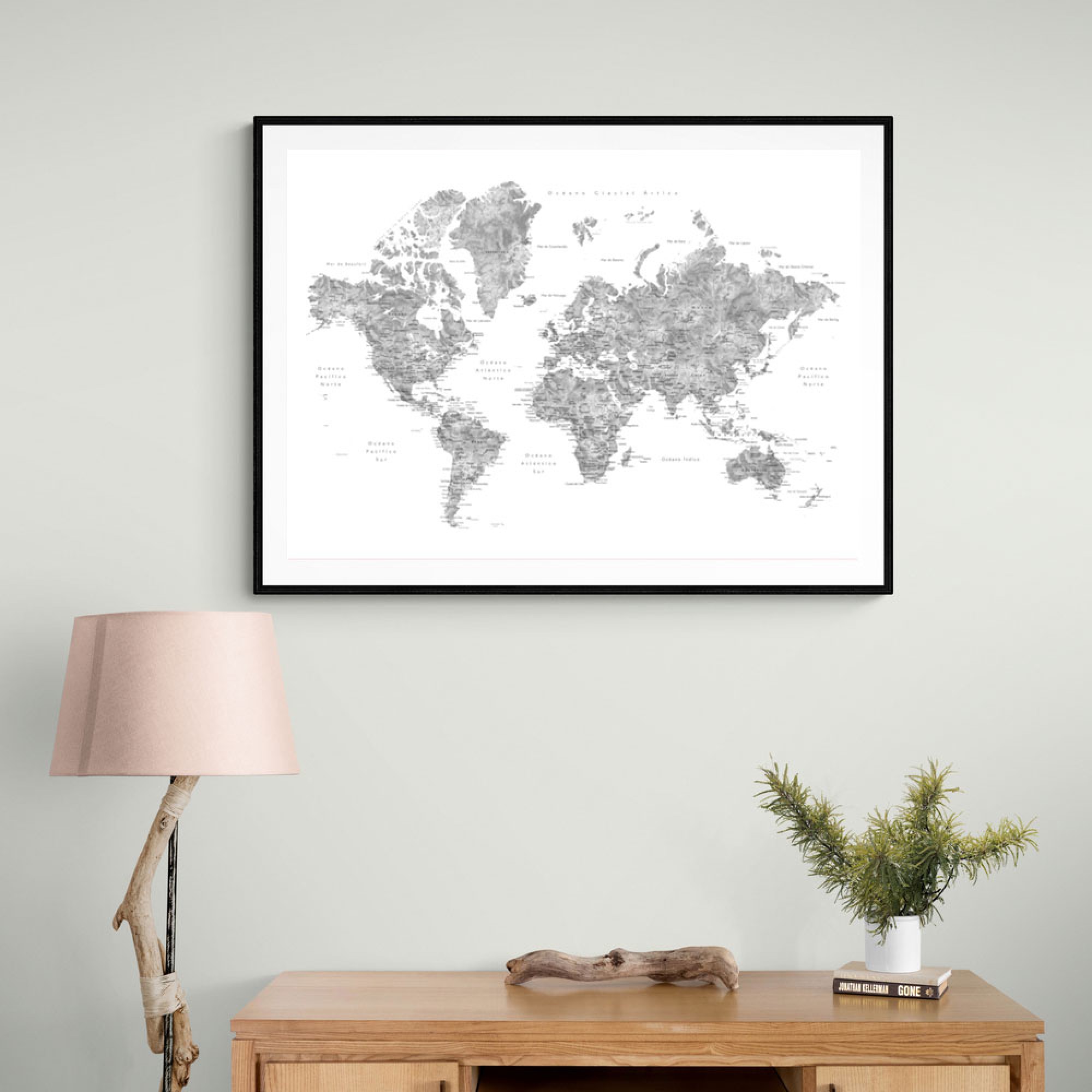 Jimmy world map in Spanish Wall Art