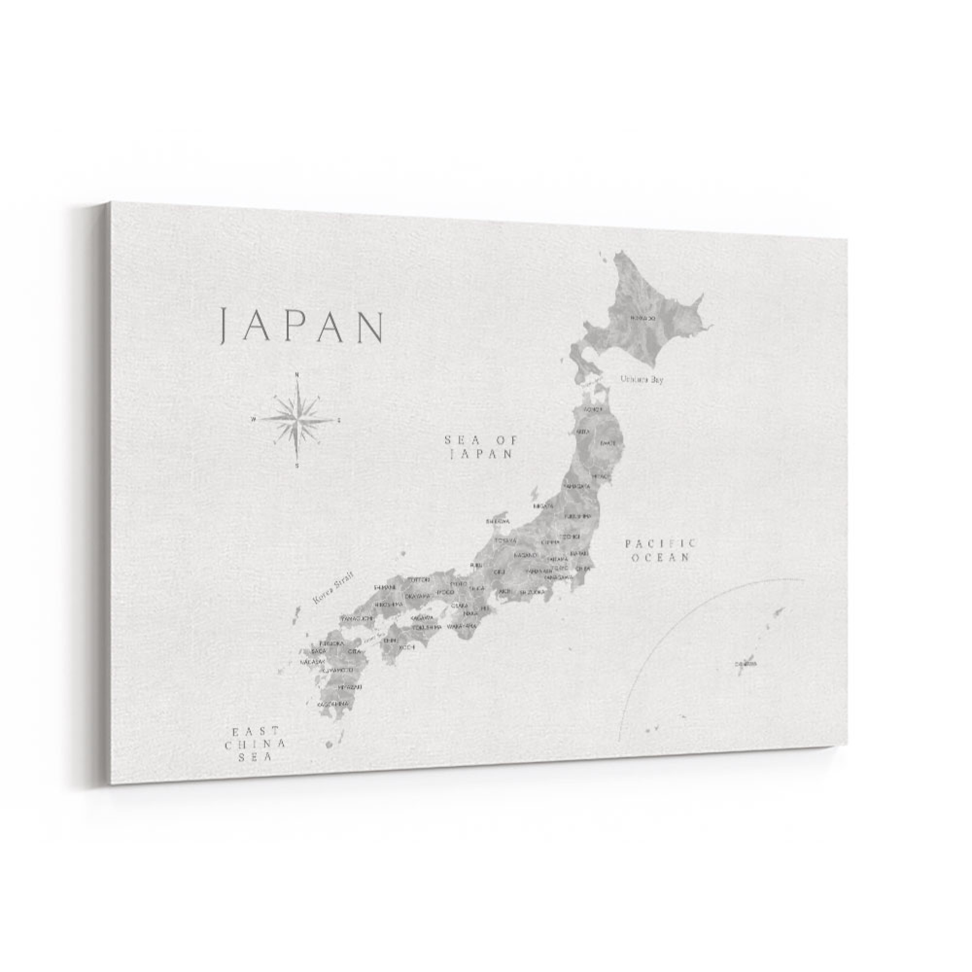 Gray watercorlor map of Japan Wall Art