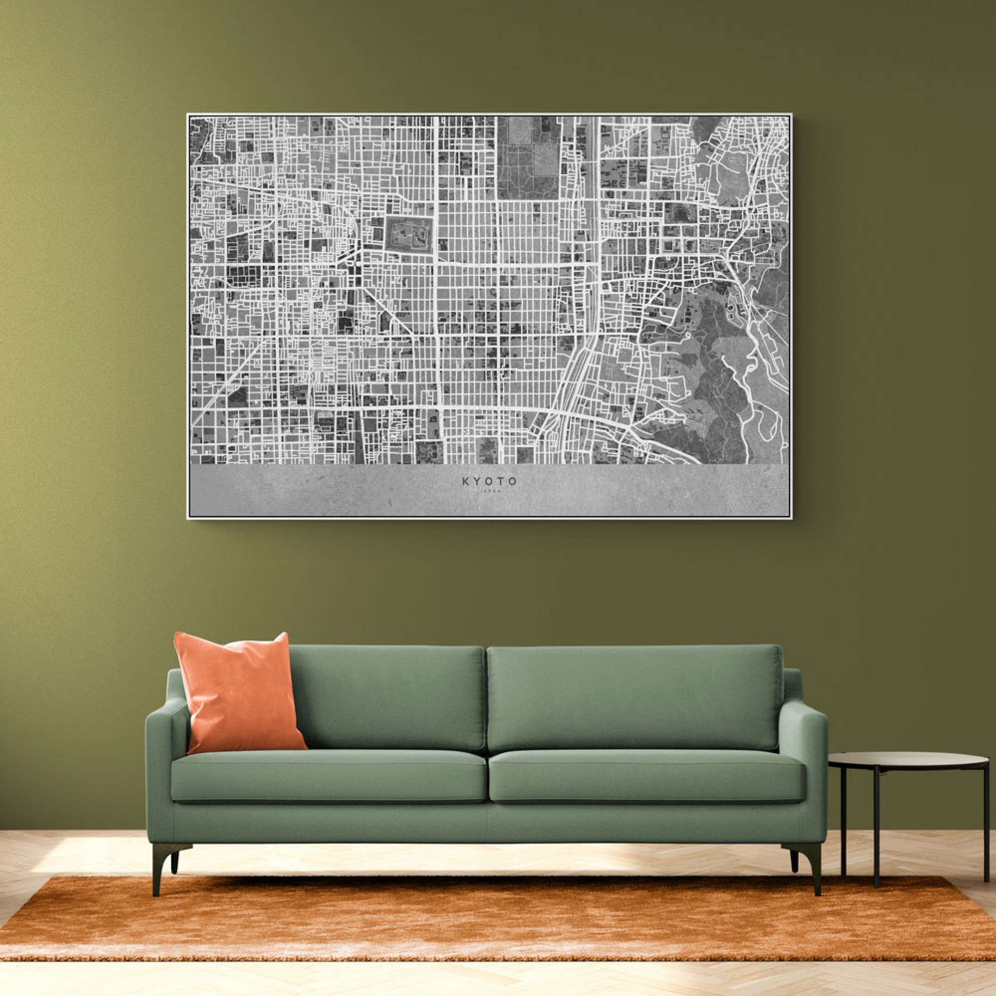 Gray map of Kyoto Wall Art