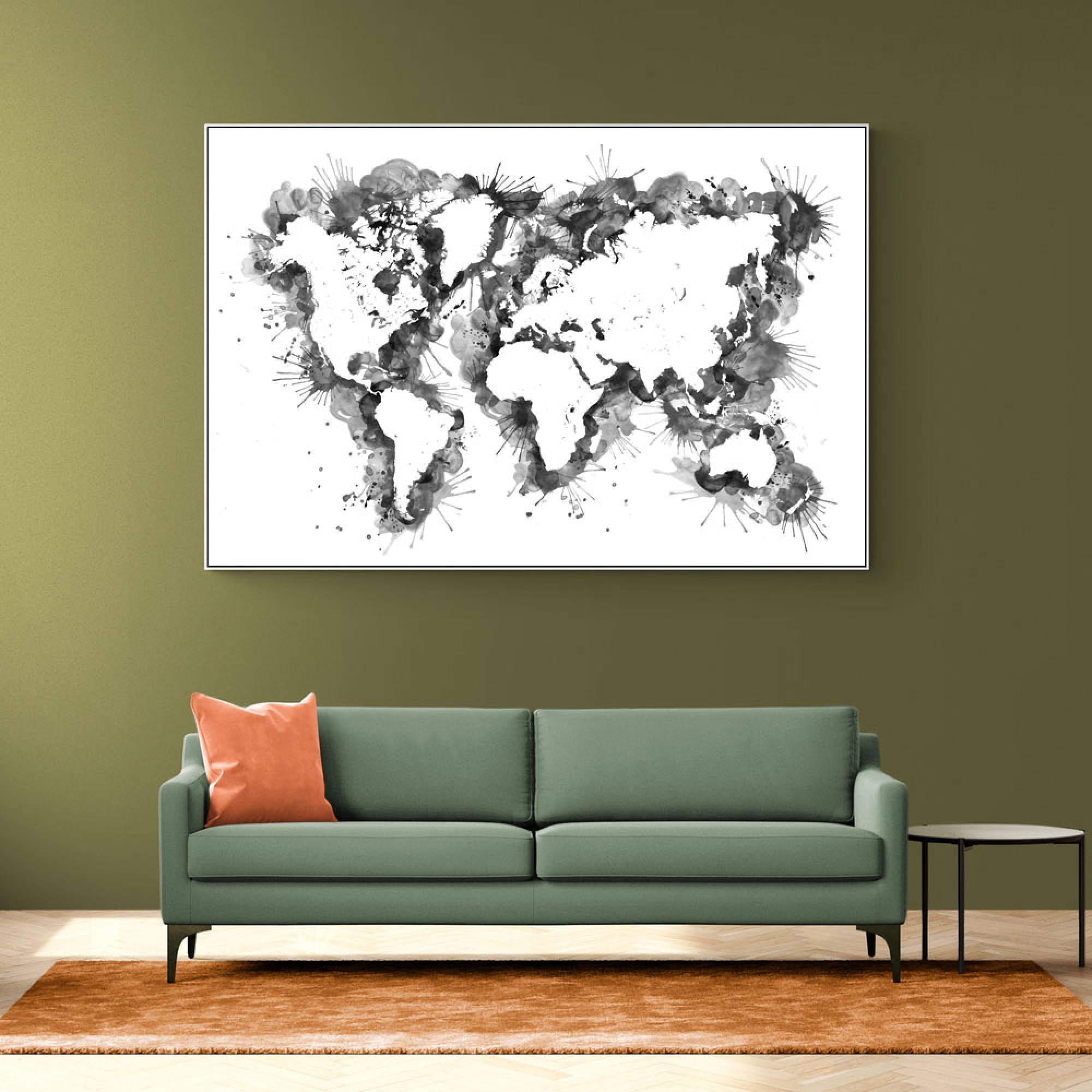 Gray strokes world map Wall Art