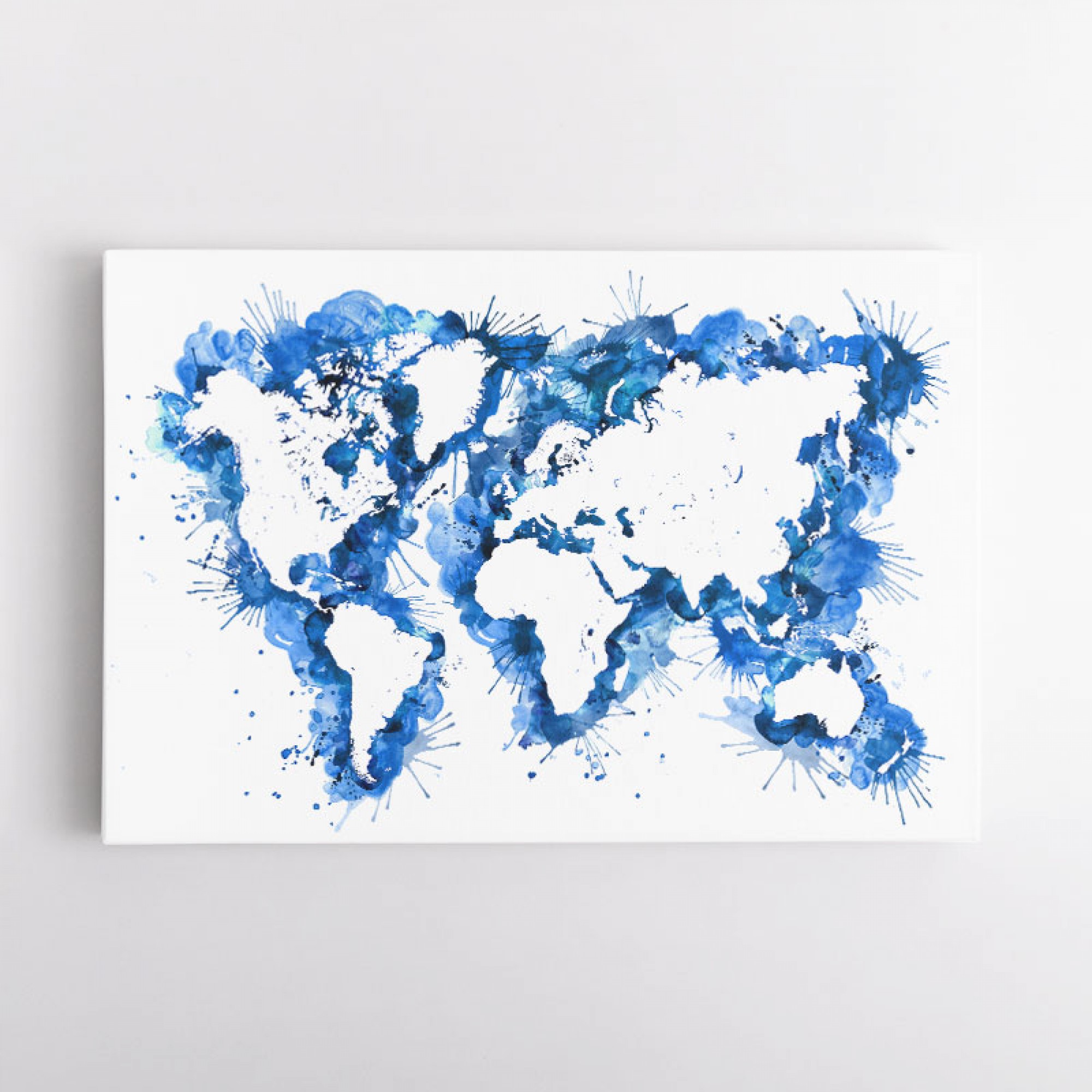 Blue strokes world map Wall Art