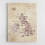 Sepia map of the United Kingdom Wall Art