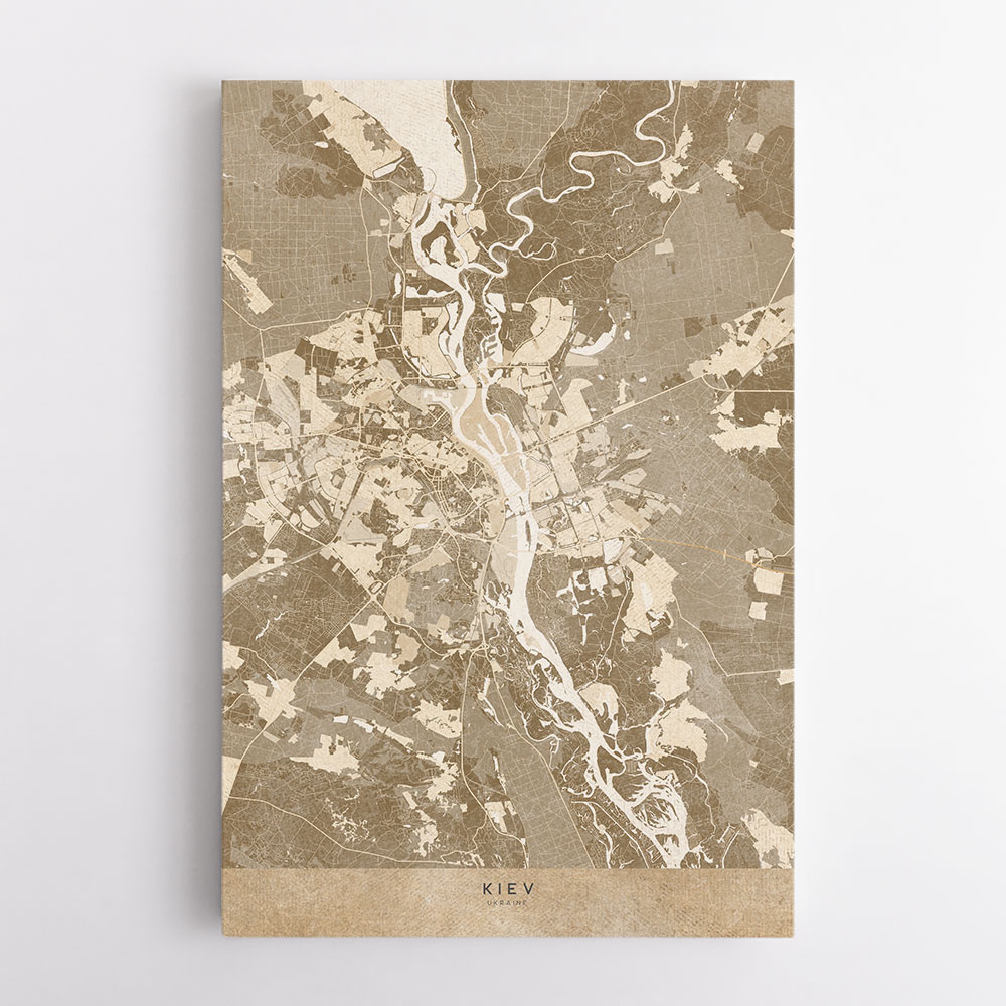 Sepia map of Kiev Wall Art