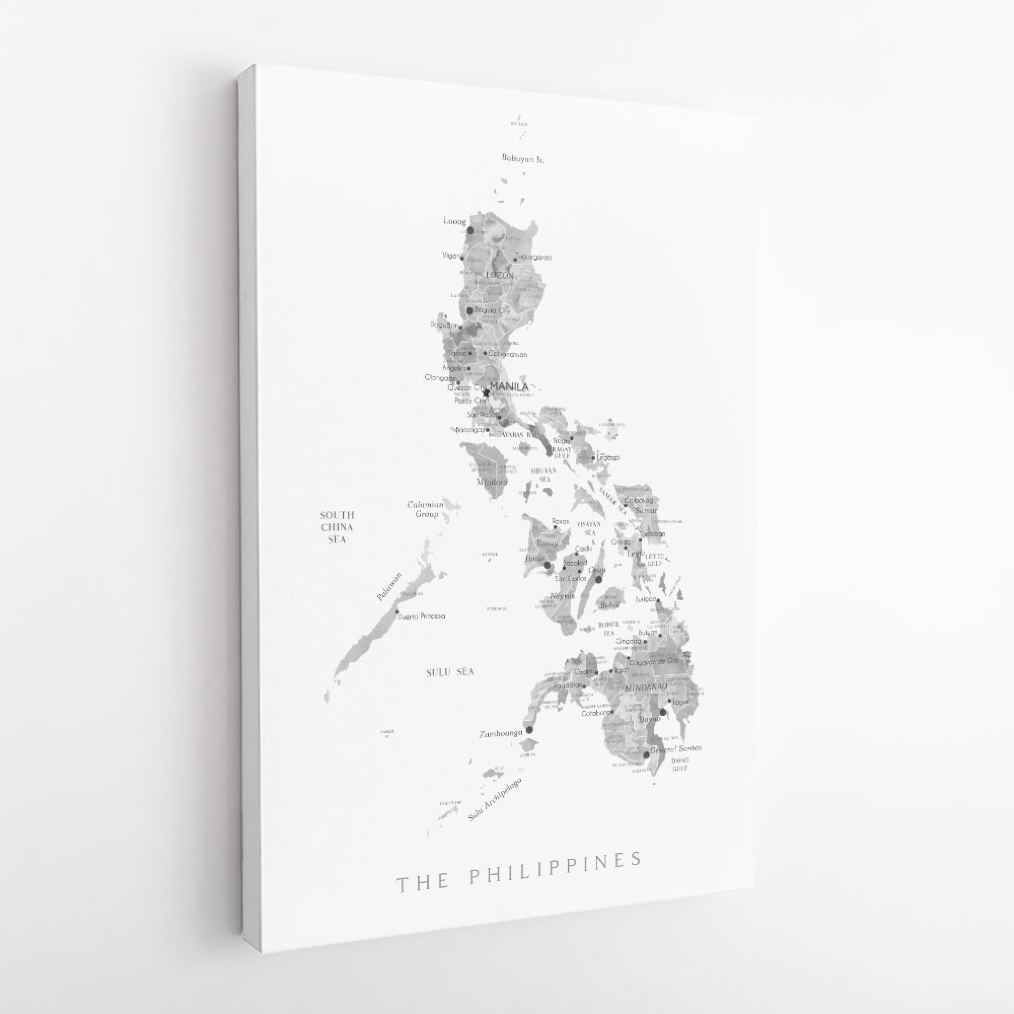 Gray watercolor map of Philippines Wall Art