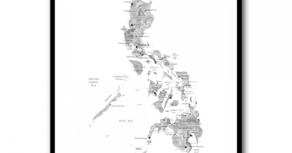 Gray watercolor map of Philippines Wall Art
