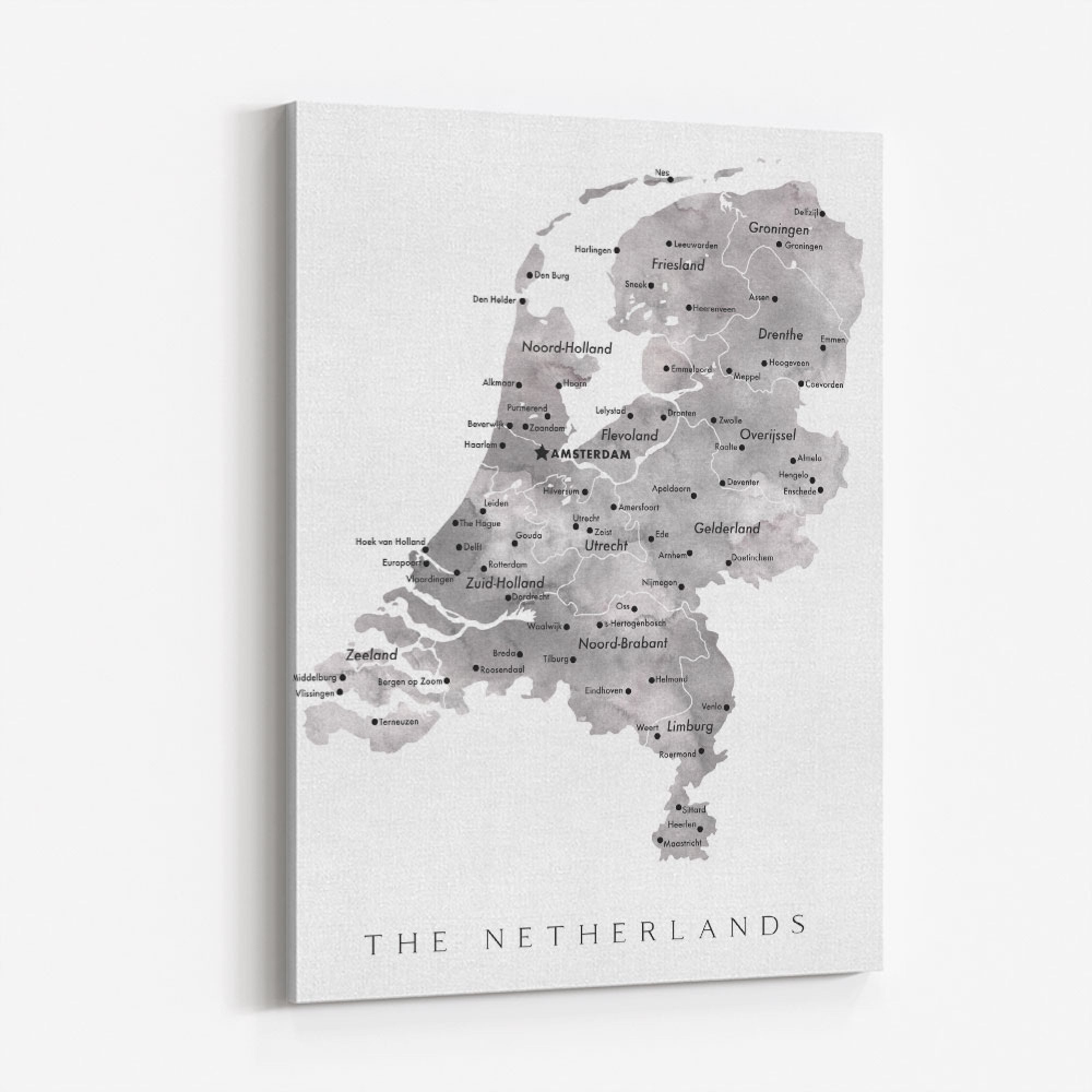 Gray map of the Netherlands Wall Art