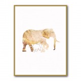 White Gold Elephants Wall Art
