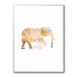 White Gold Elephants Wall Art