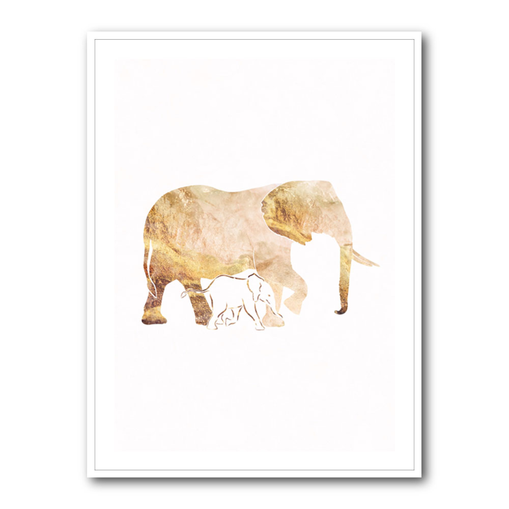 White Gold Elephants Wall Art