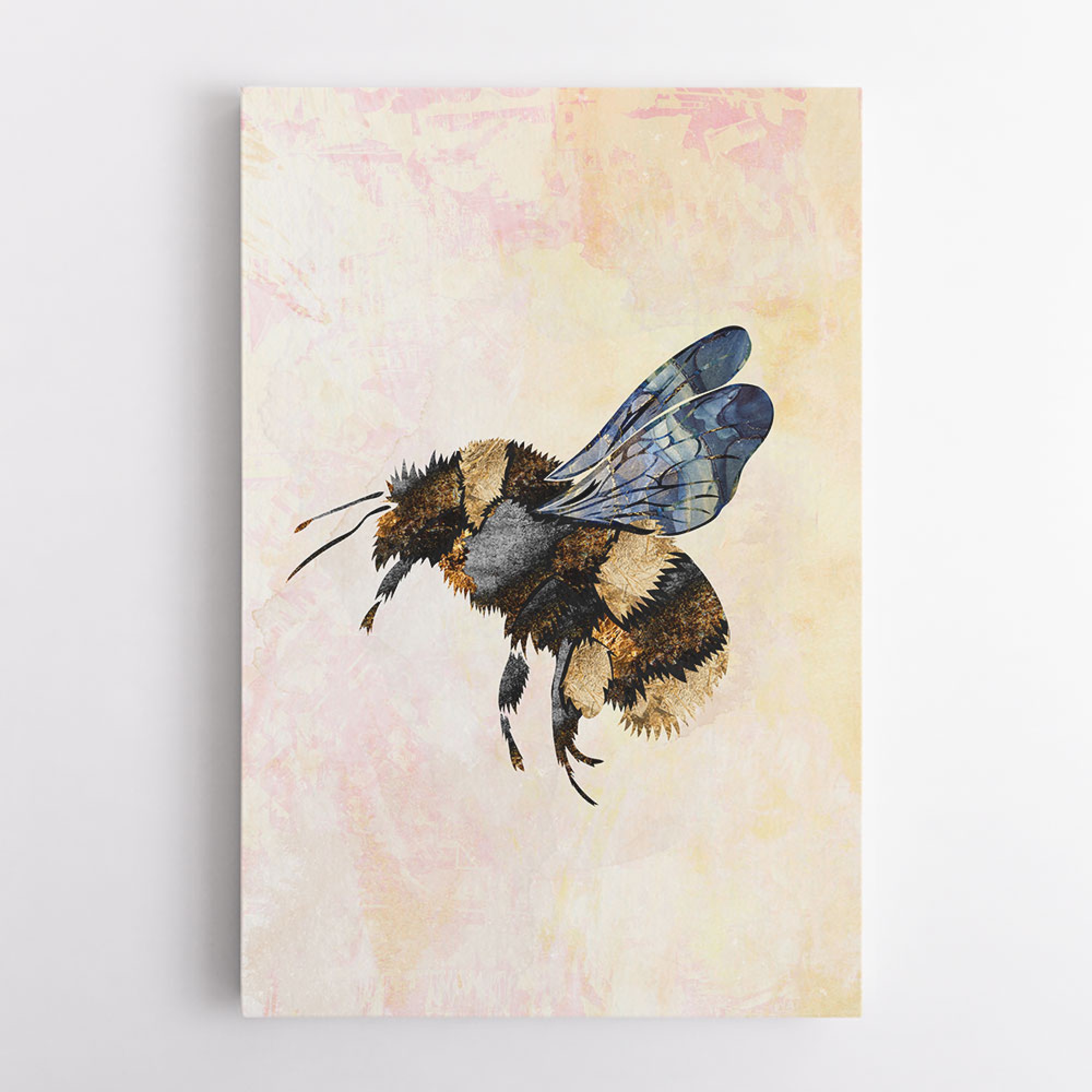 Grunge Watercolour Bee Wall Art