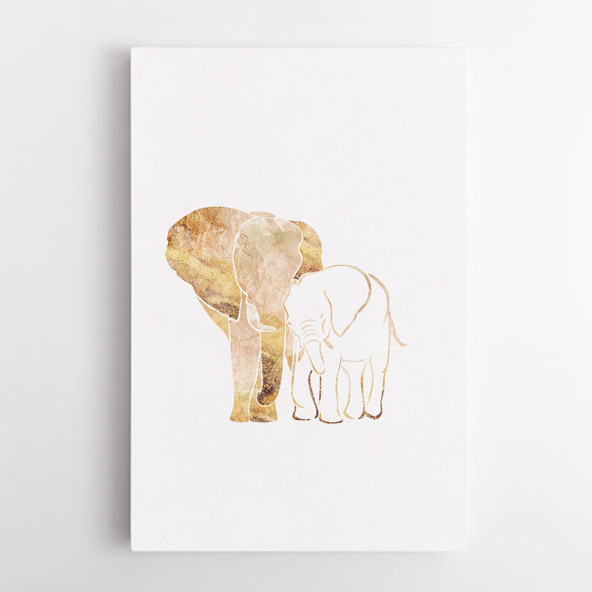White Gold Elephants 2 Wall Art