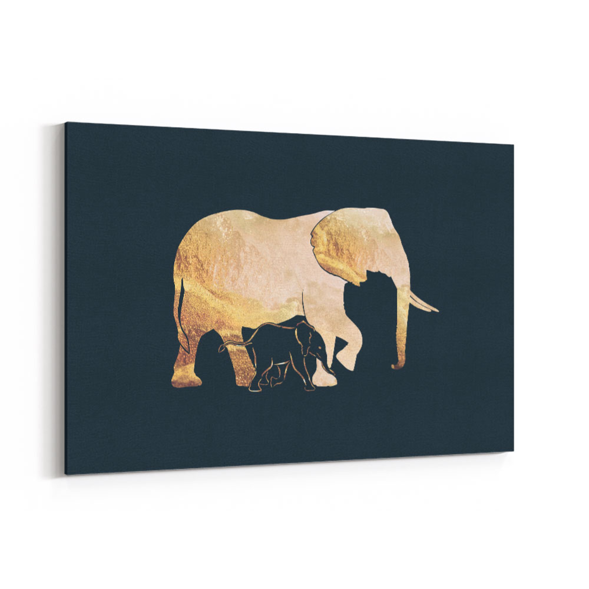 Black Gold Elephants 2 Wall Art
