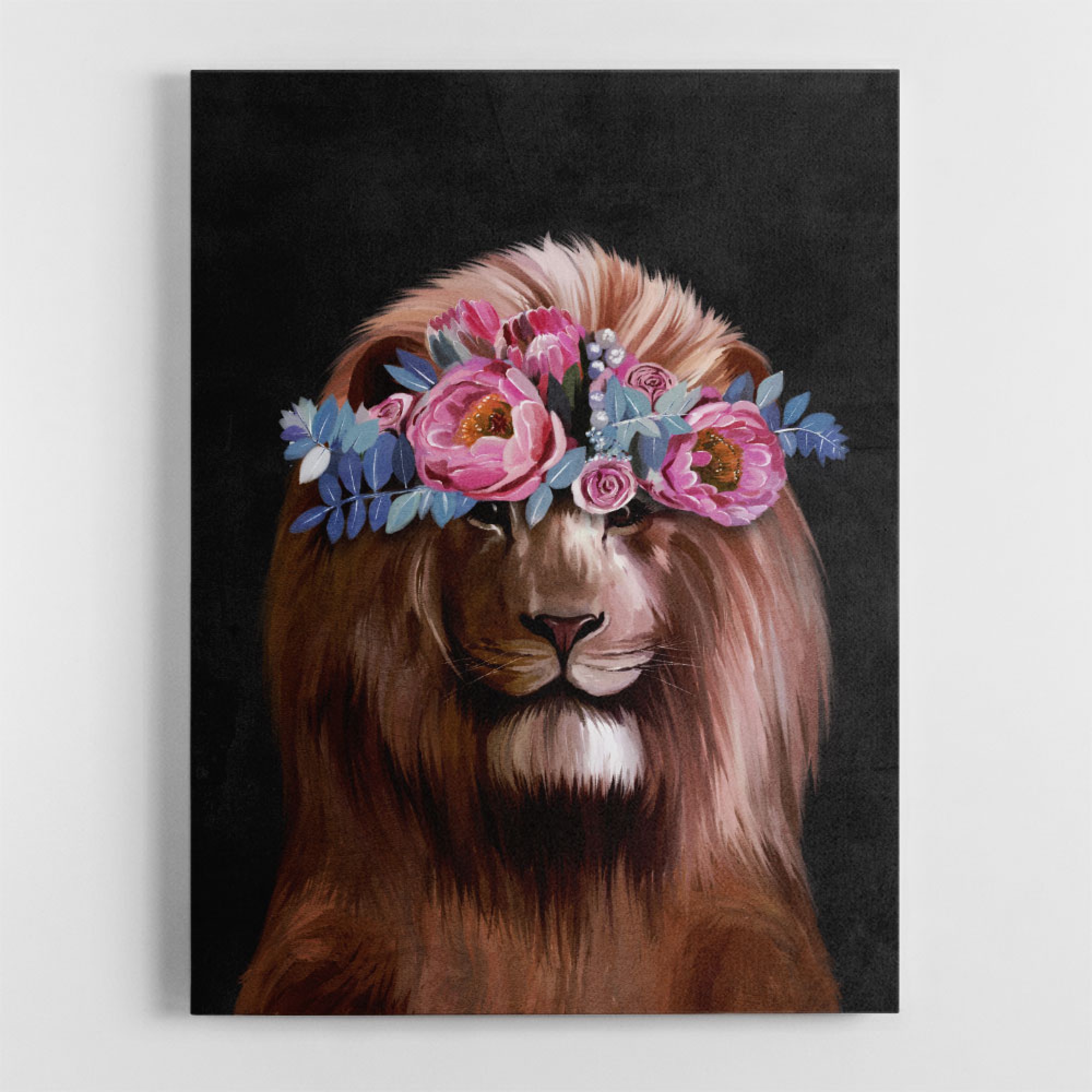 Lion Flowers Wall Art