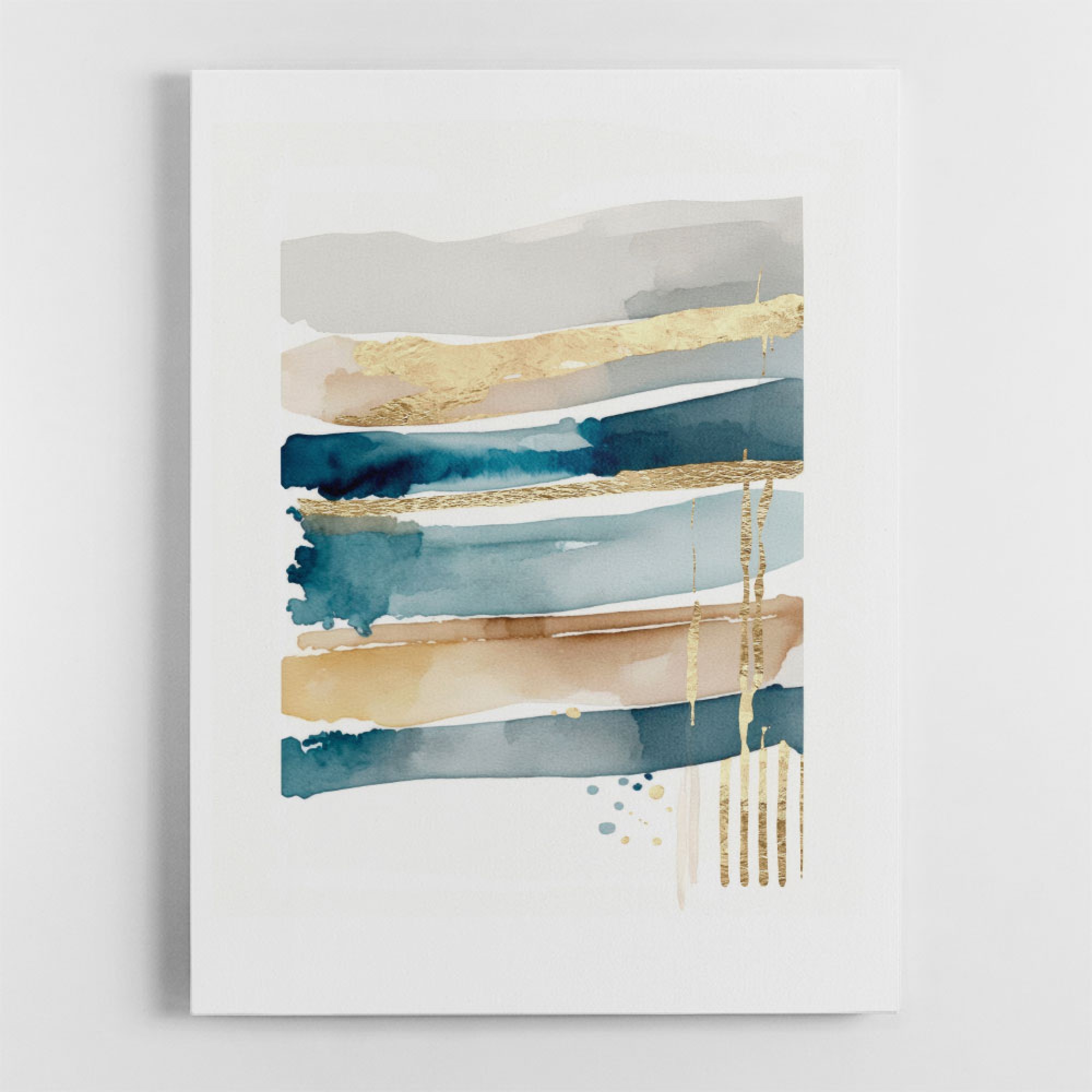 Blue Lines With Gold Wall Art