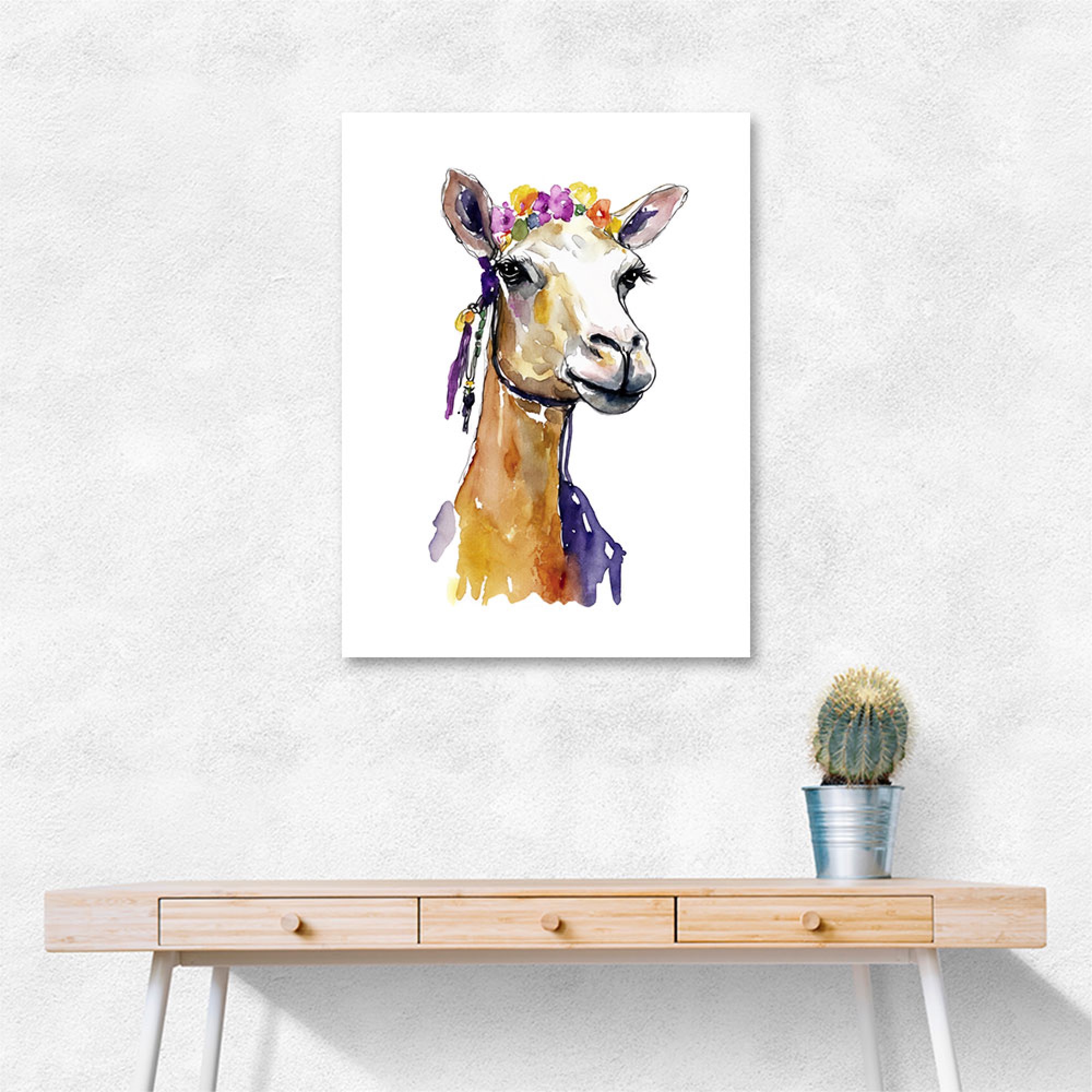 Camel With Flowers Wall Art