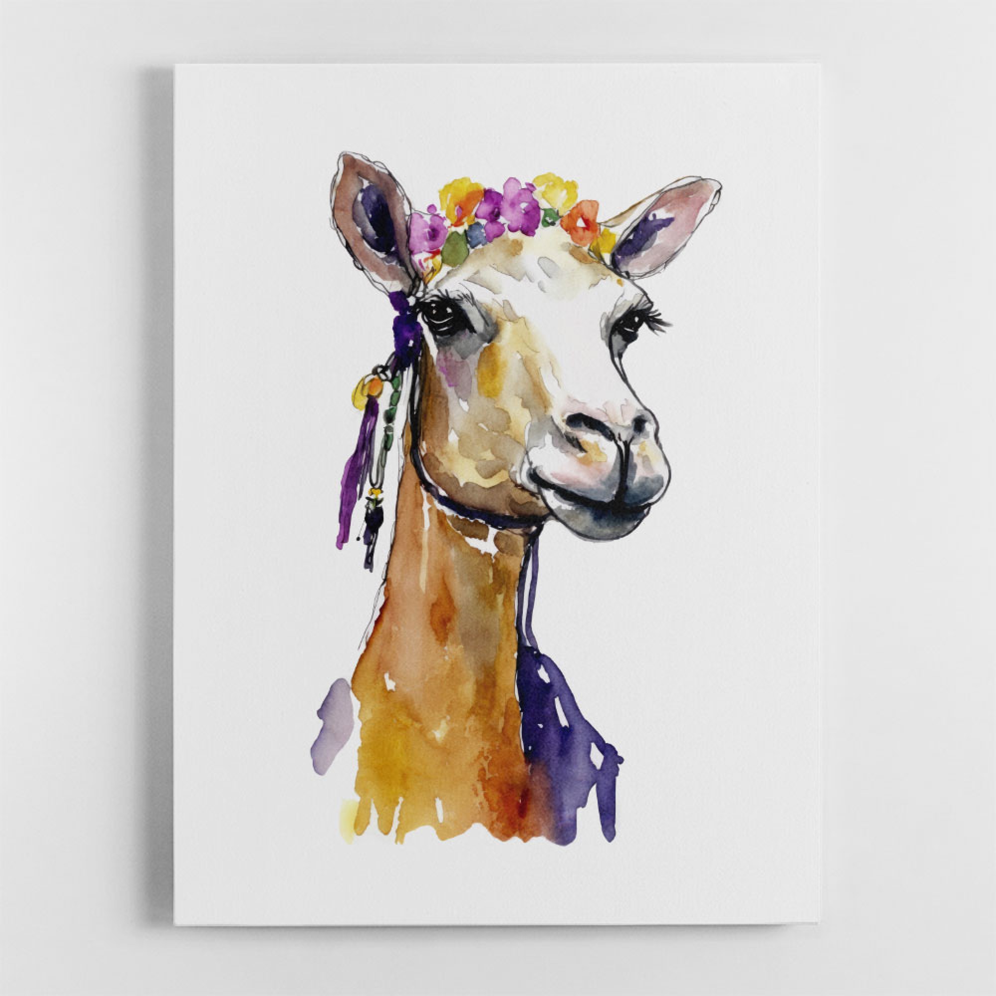 Camel With Flowers Wall Art