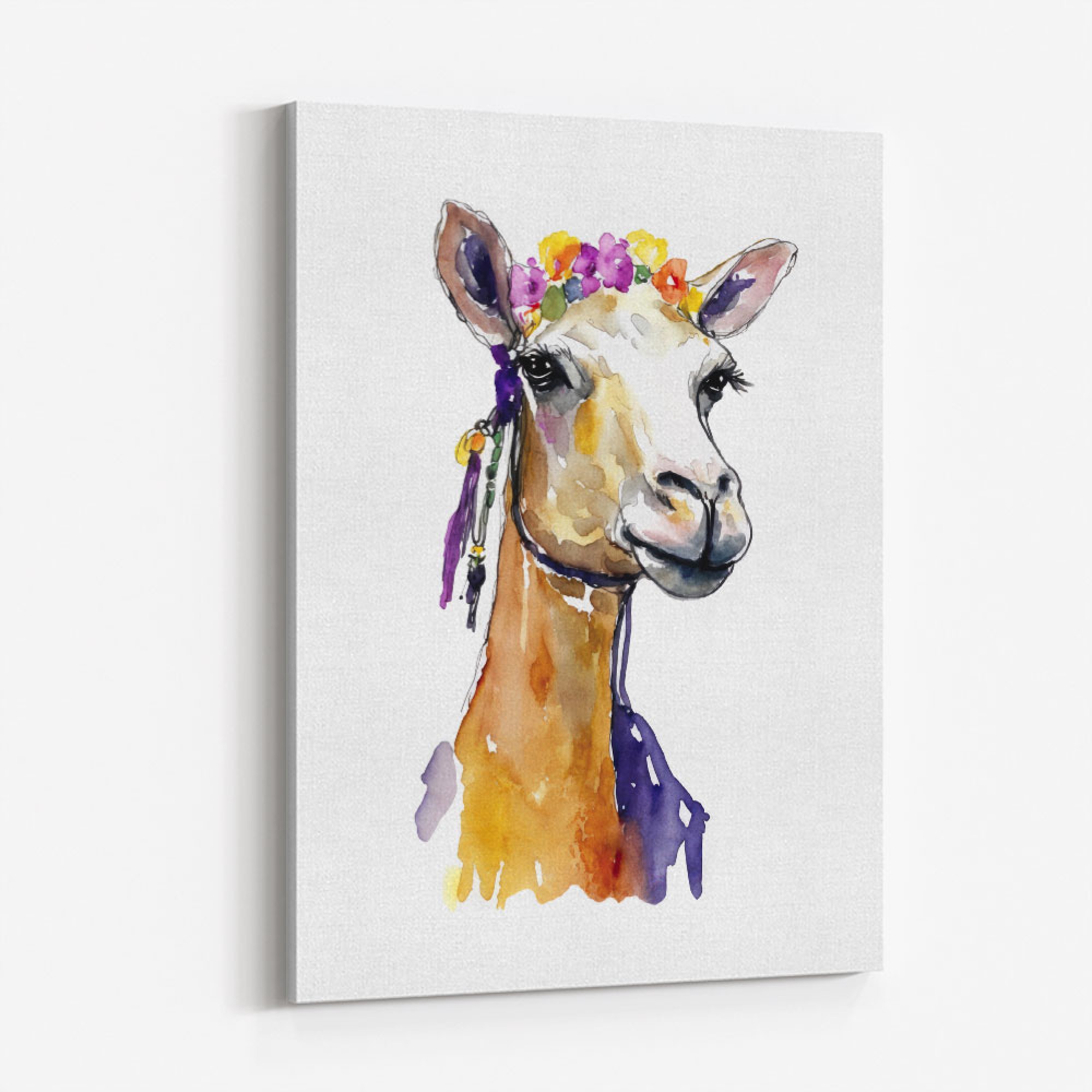 Camel With Flowers Wall Art