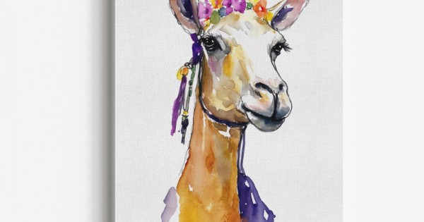 Camel With Flowers Wall Art