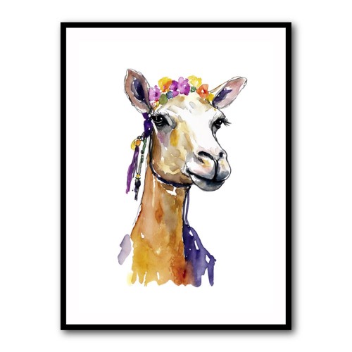 Camel With Pink Flowers Wall Art