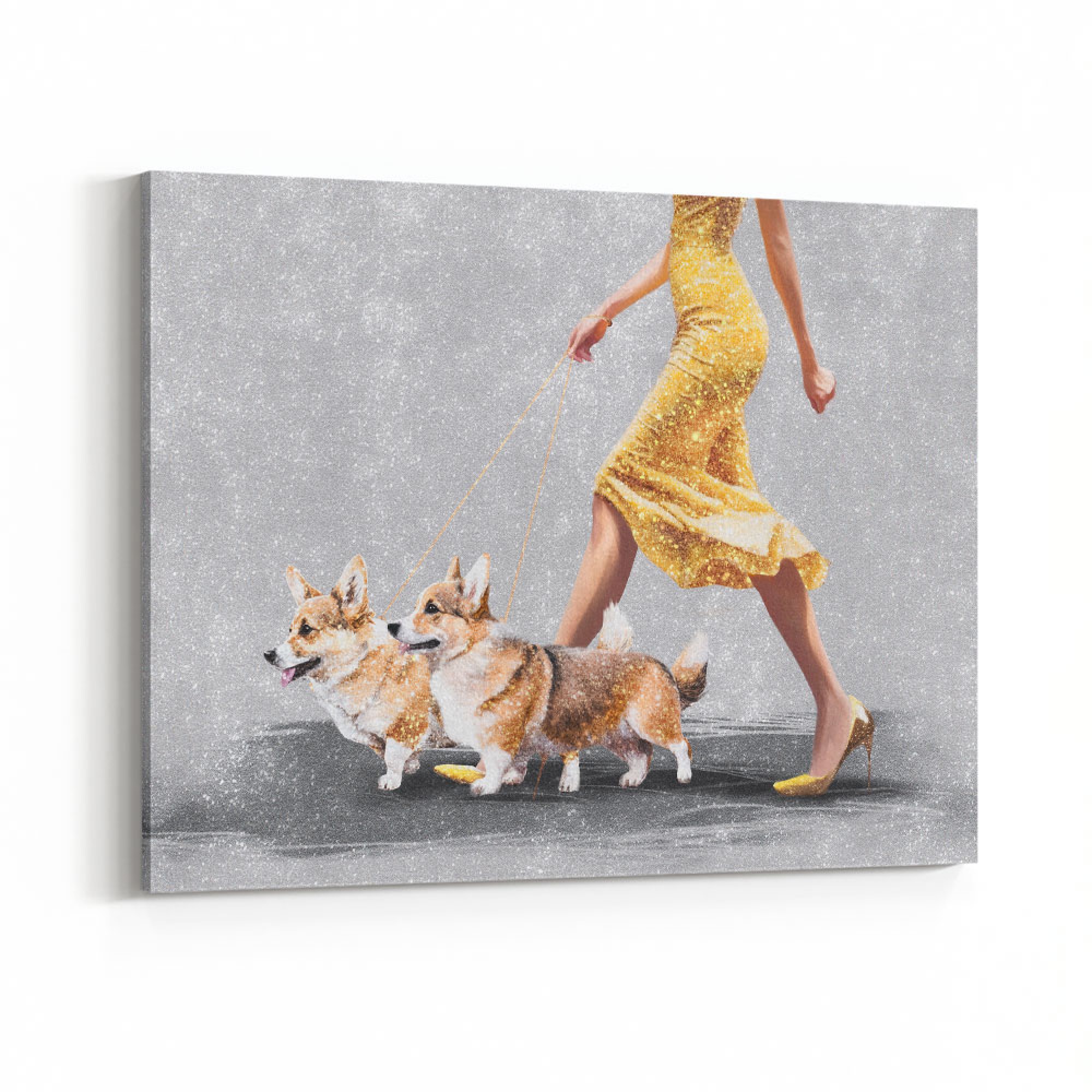 A Lady and Her Corgi's Wall Art